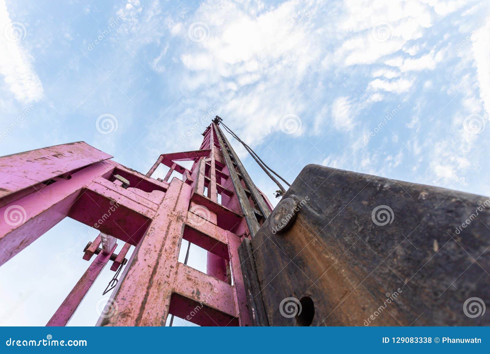 Pile Crane Or Pile Driven Machine Set Up In Construction Site Royalty ...