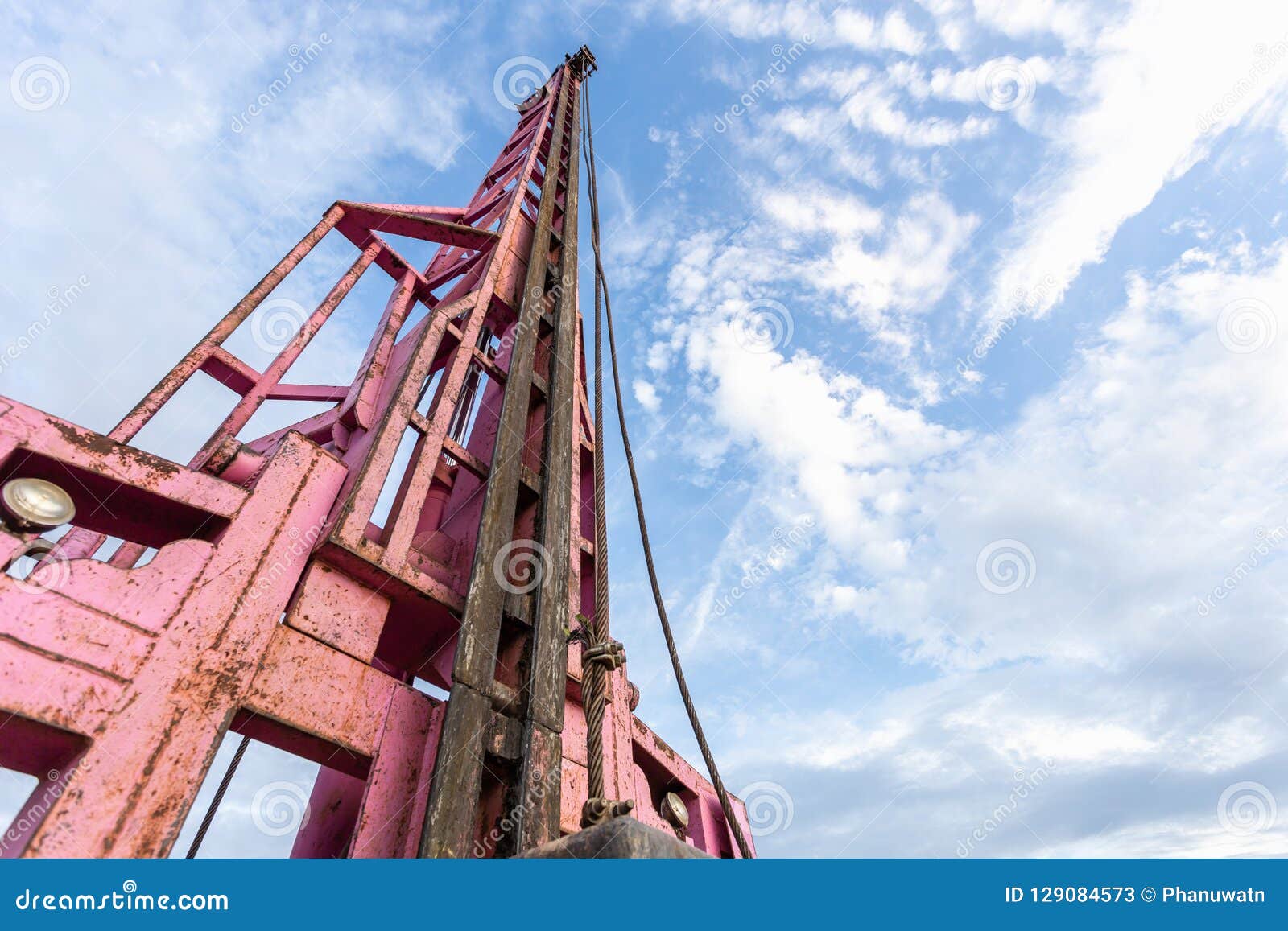 Pile Crane Or Pile Driven Machine Set Up In Construction Site Royalty ...