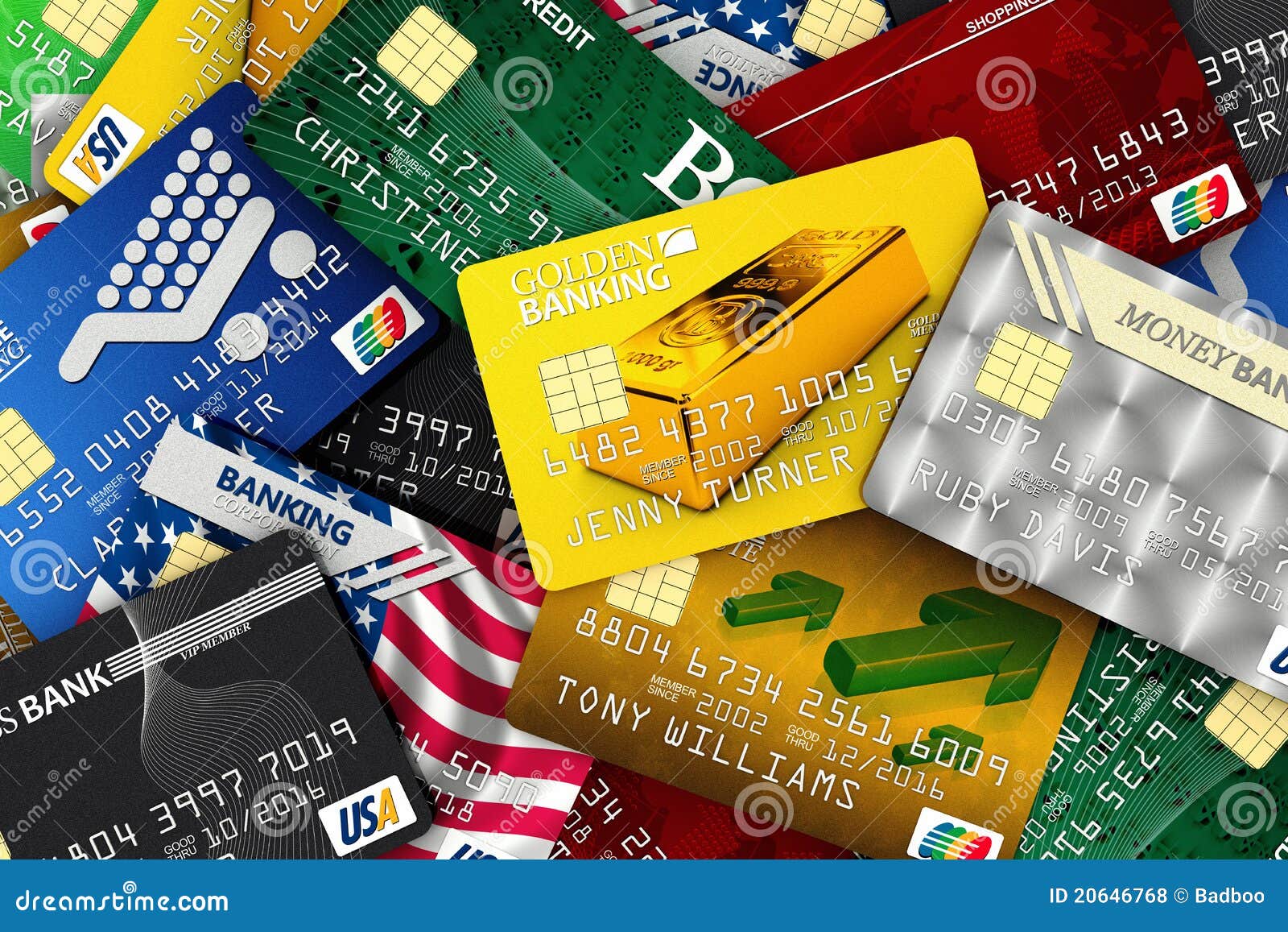 Pile of credit cards stock illustration. Illustration of group - 20646768