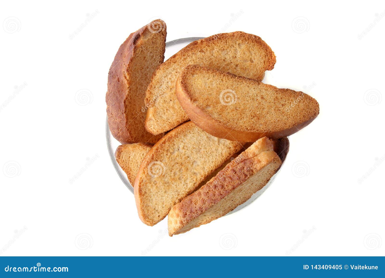 Wheat Rusks Isolated on White Background. Stock Image - Image of crispy ...