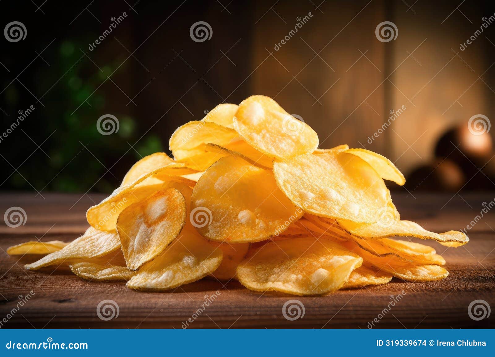Pile of Crispy Golden Potato Chips Stock Illustration - Illustration of ...
