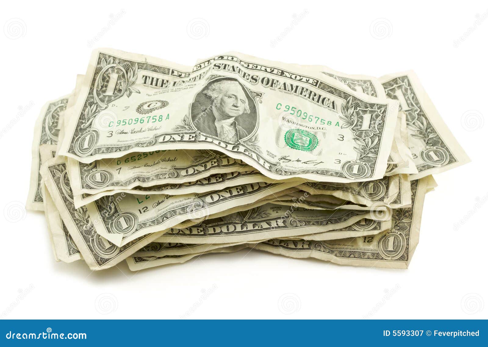 Pile of Crumpled Dollar Bills Stock Image - Image of bills, prosperity ...