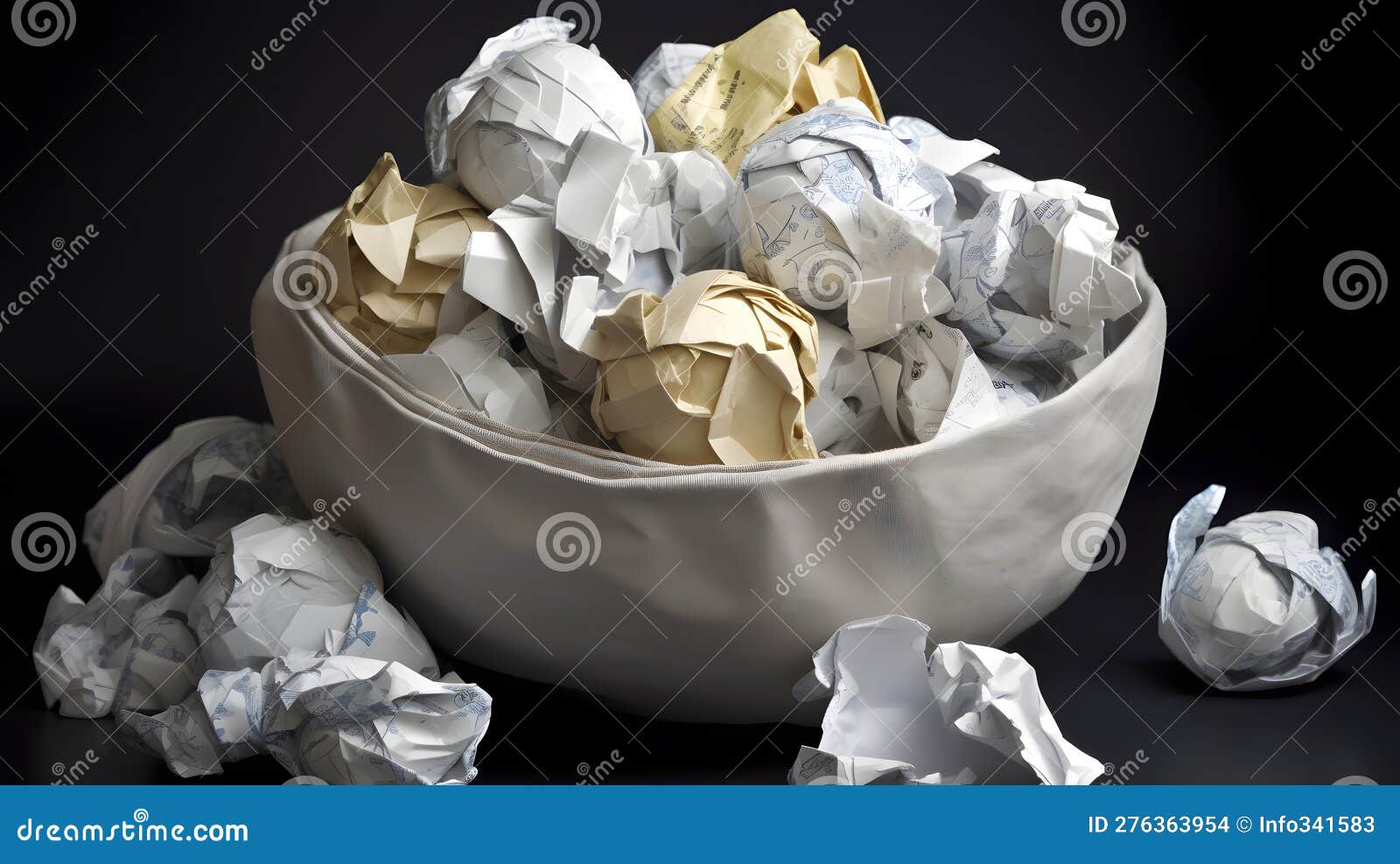 Crumpled Balls. 3d Garbage Paper Idea Notes Trash Symbols Decent Vector ...