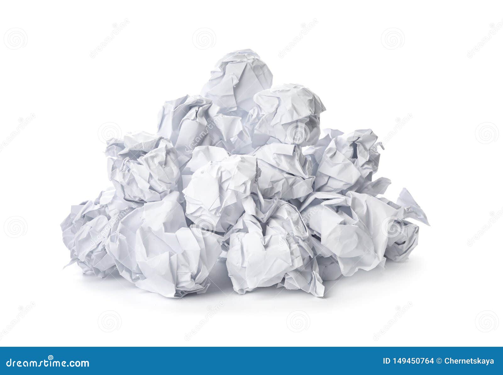 Pile of Crumpled Sheets of Paper Isolated Stock Photo - Image of paper ...