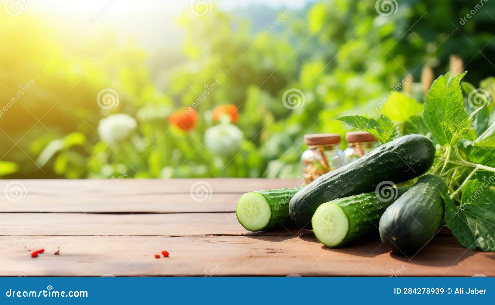 Pile of Cucumber on a Wooden Table Mockup with Space for Type Writing ...
