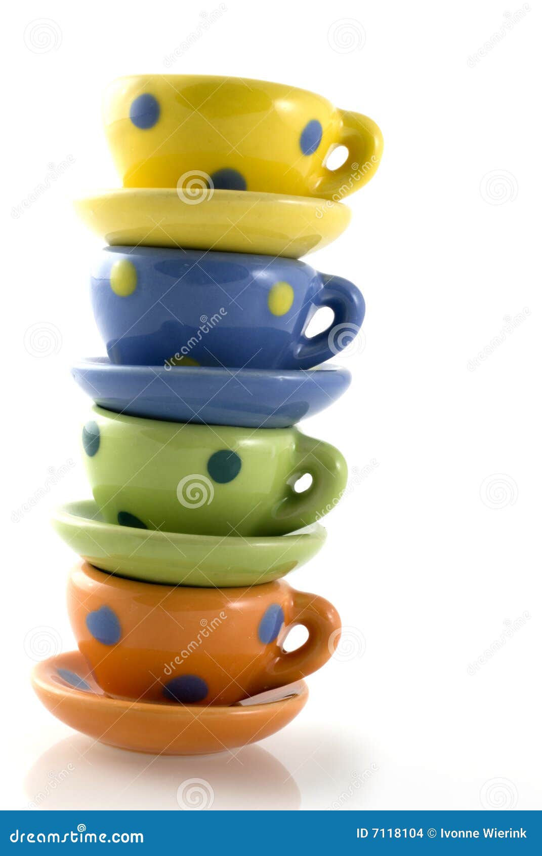 Pile of cup and saucers stock photo. Image of yellow, left - 7118104