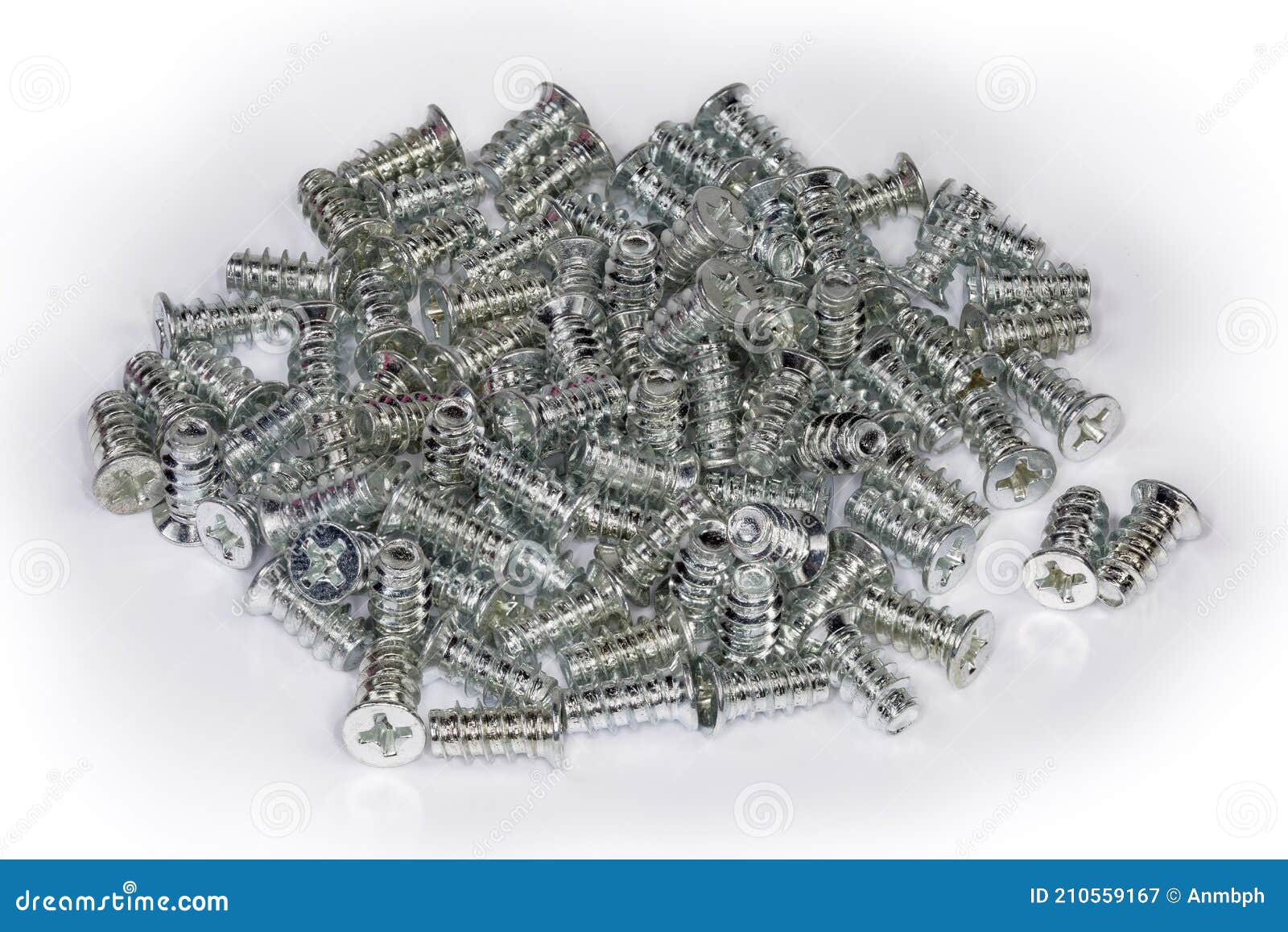 Pile of Cylindrical Self-threading Cross Recessed Countersunk Screws ...