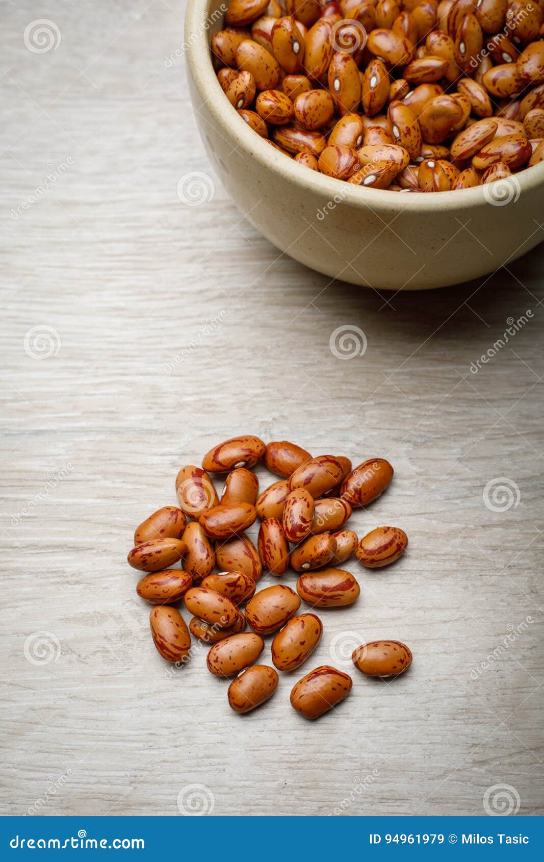 Pile of Dark Speckled Kidney Beans in Bowl. Top View Stock Image ...