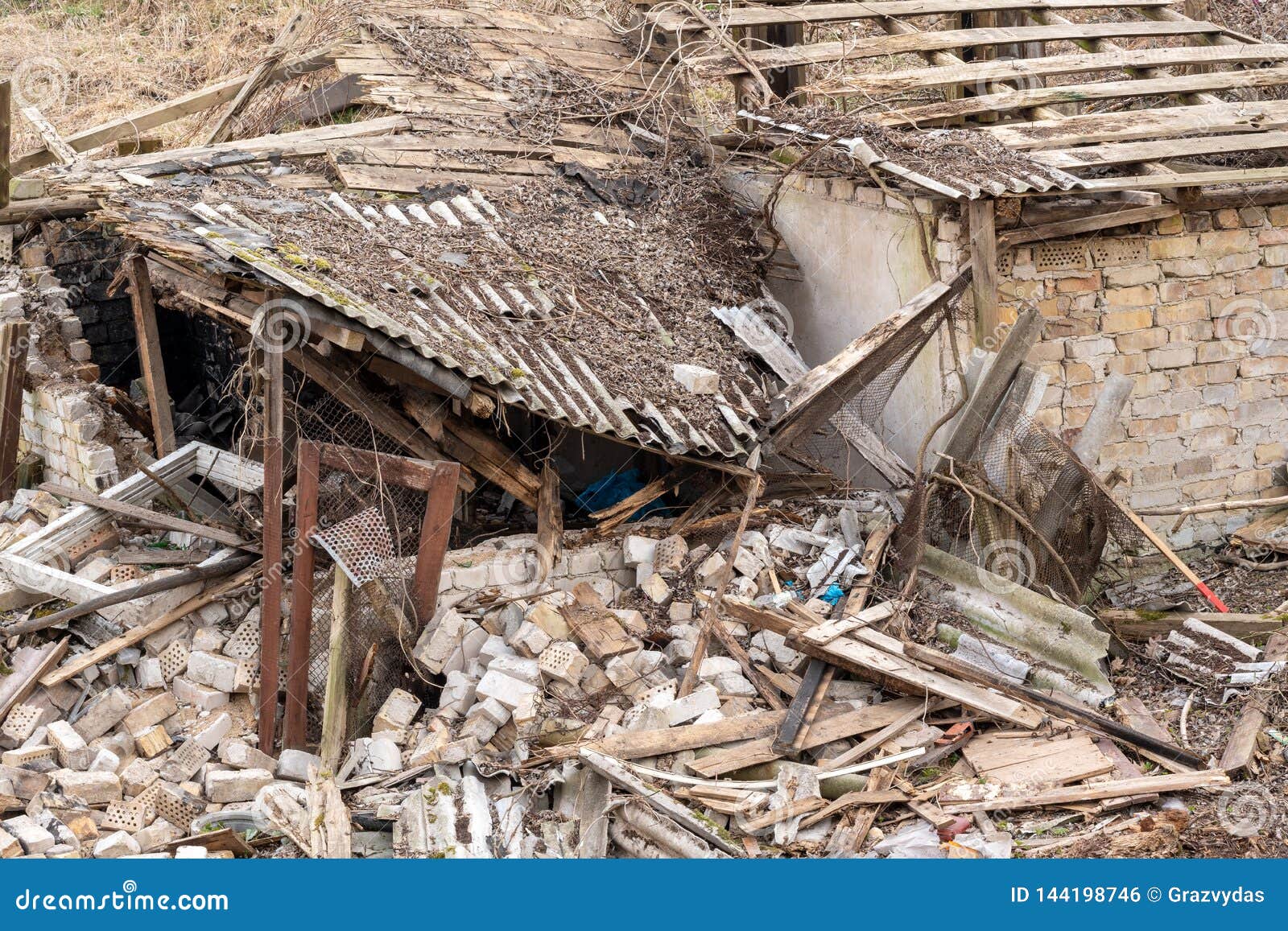Completely Destroyed Brick Building Stock Photo - Image of demolition ...