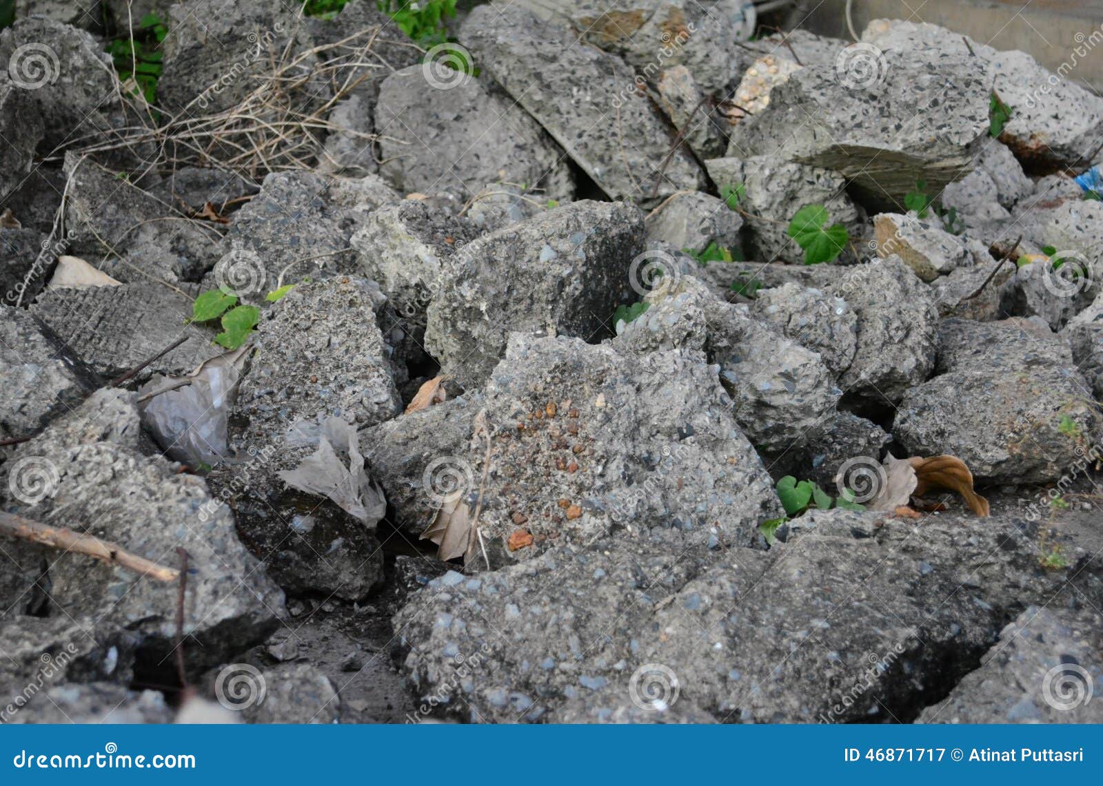 Pile of Debris of a Destroyed Stone Stock Image - Image of stone ...