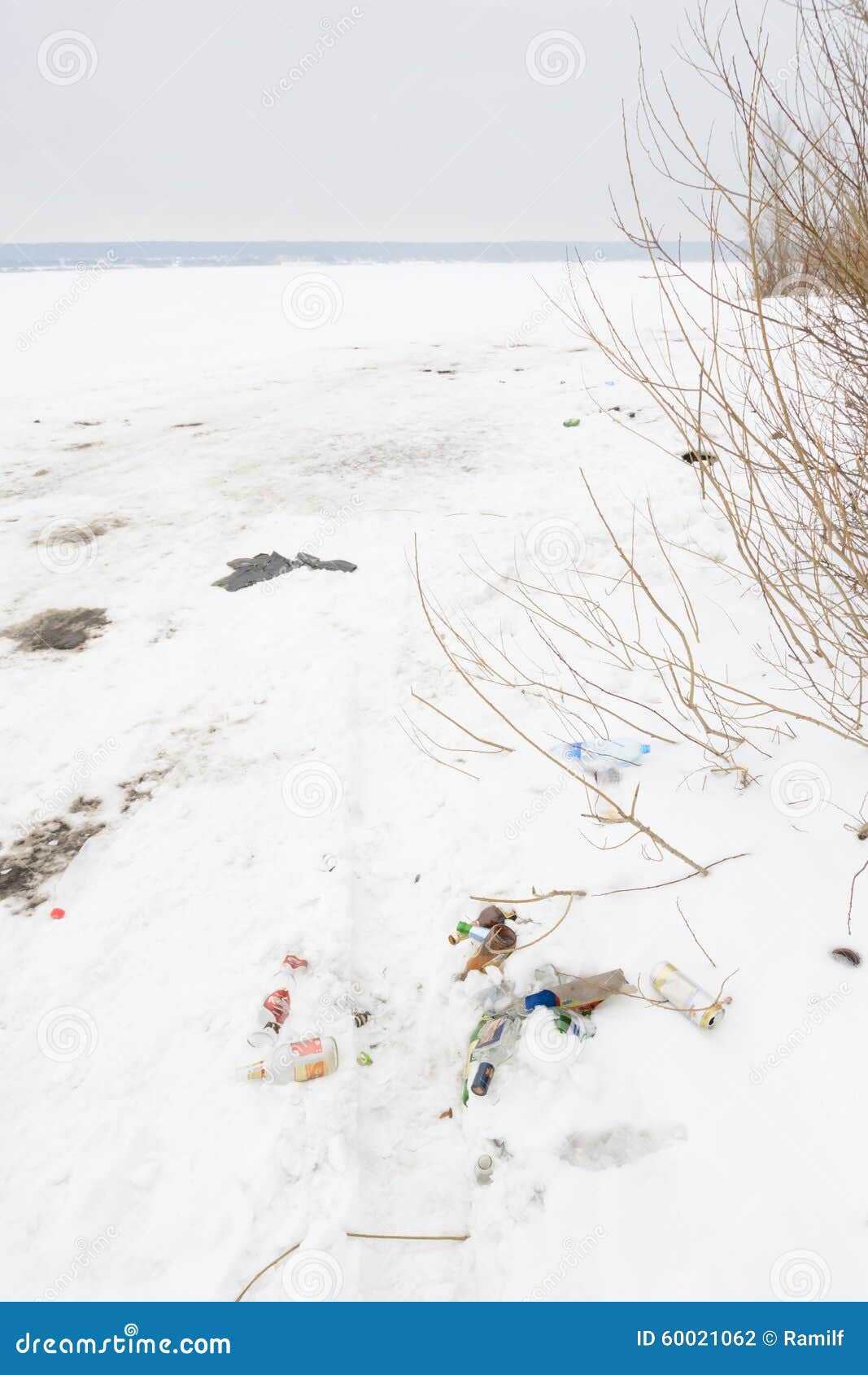 Pile of Debris on the White Snow Stock Photo - Image of metal, snow ...