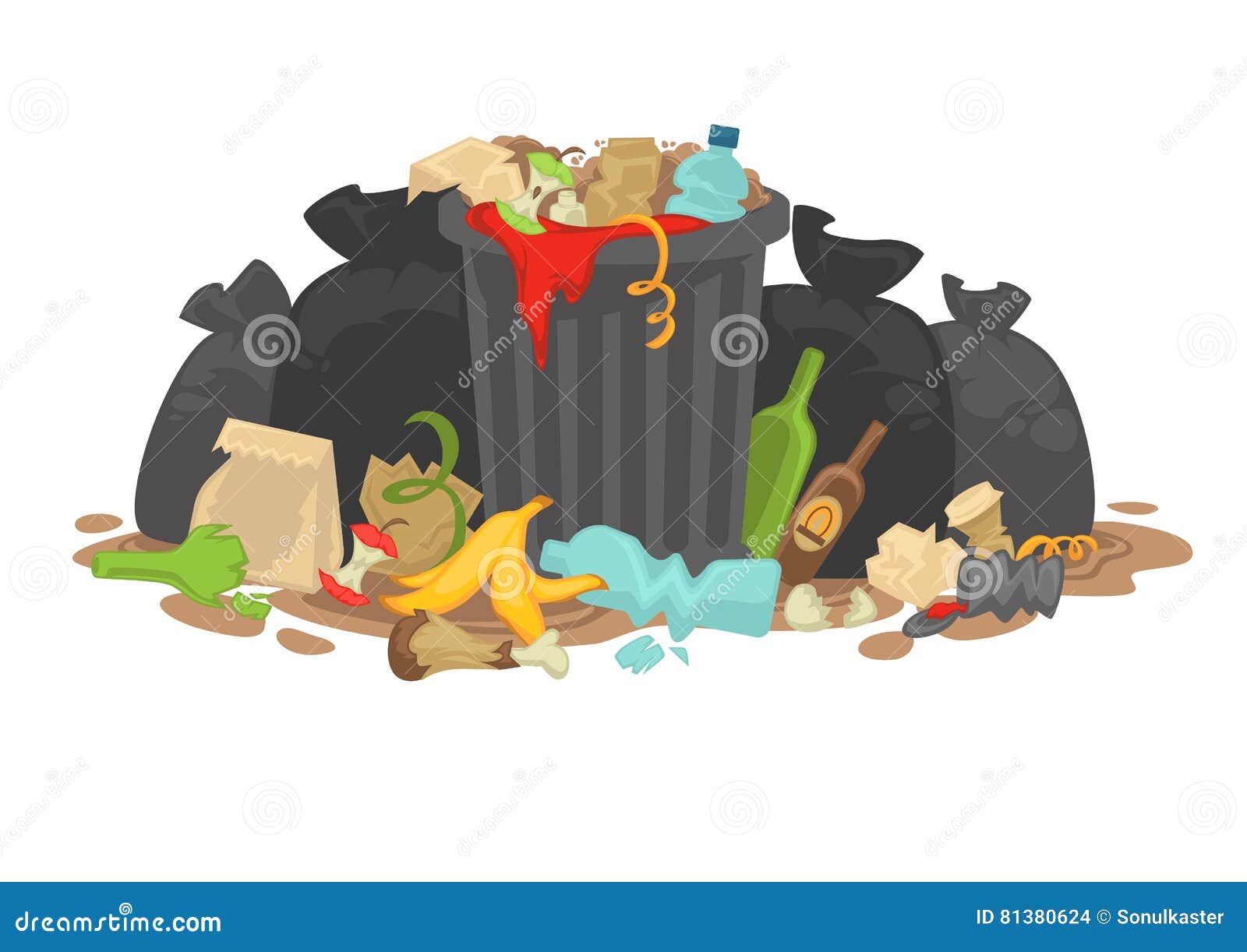 Pile Of Decaying Garbage, Environmental Pollution Problem Vector ...