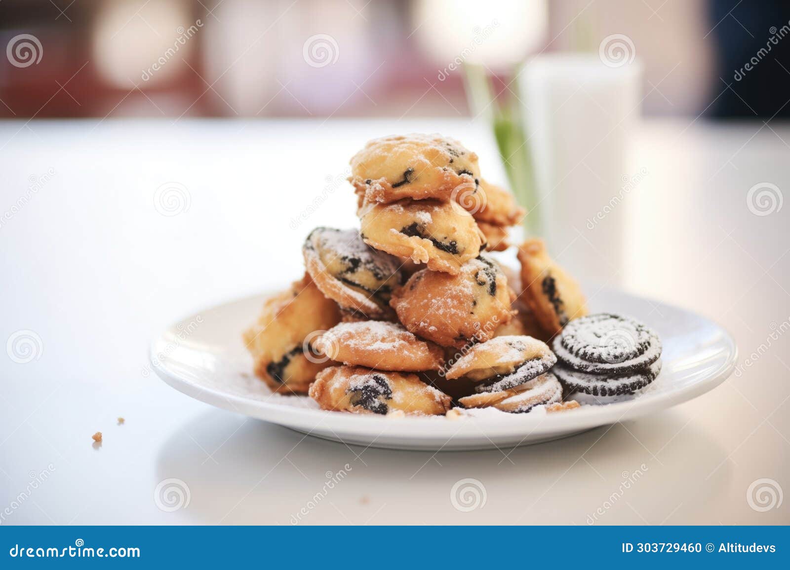 Pile of Deep-fried Oreos on a White Plate Stock Photo - Image of ...
