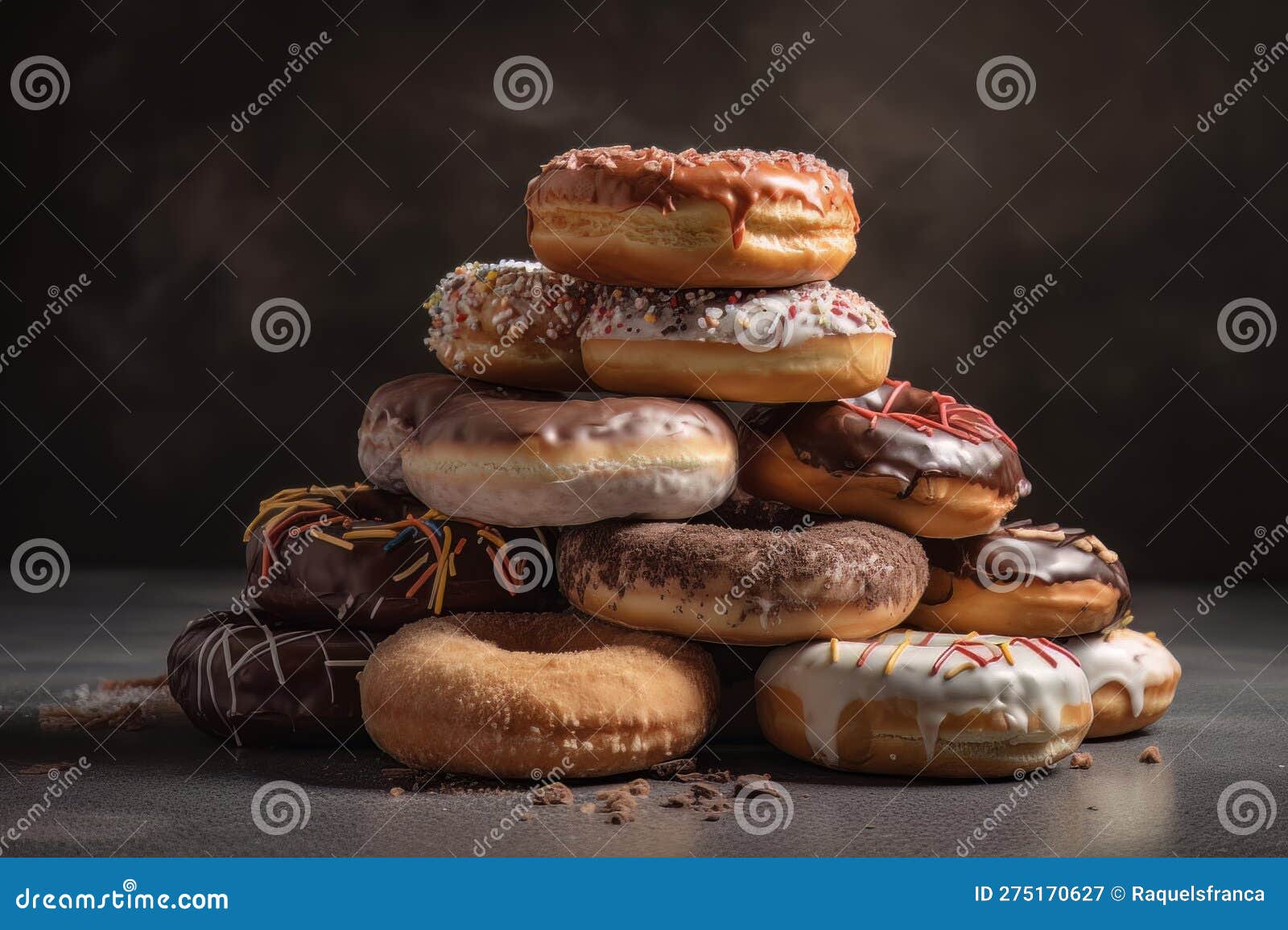 Pile of Delicious Doughnuts Stock Illustration - Illustration of food ...