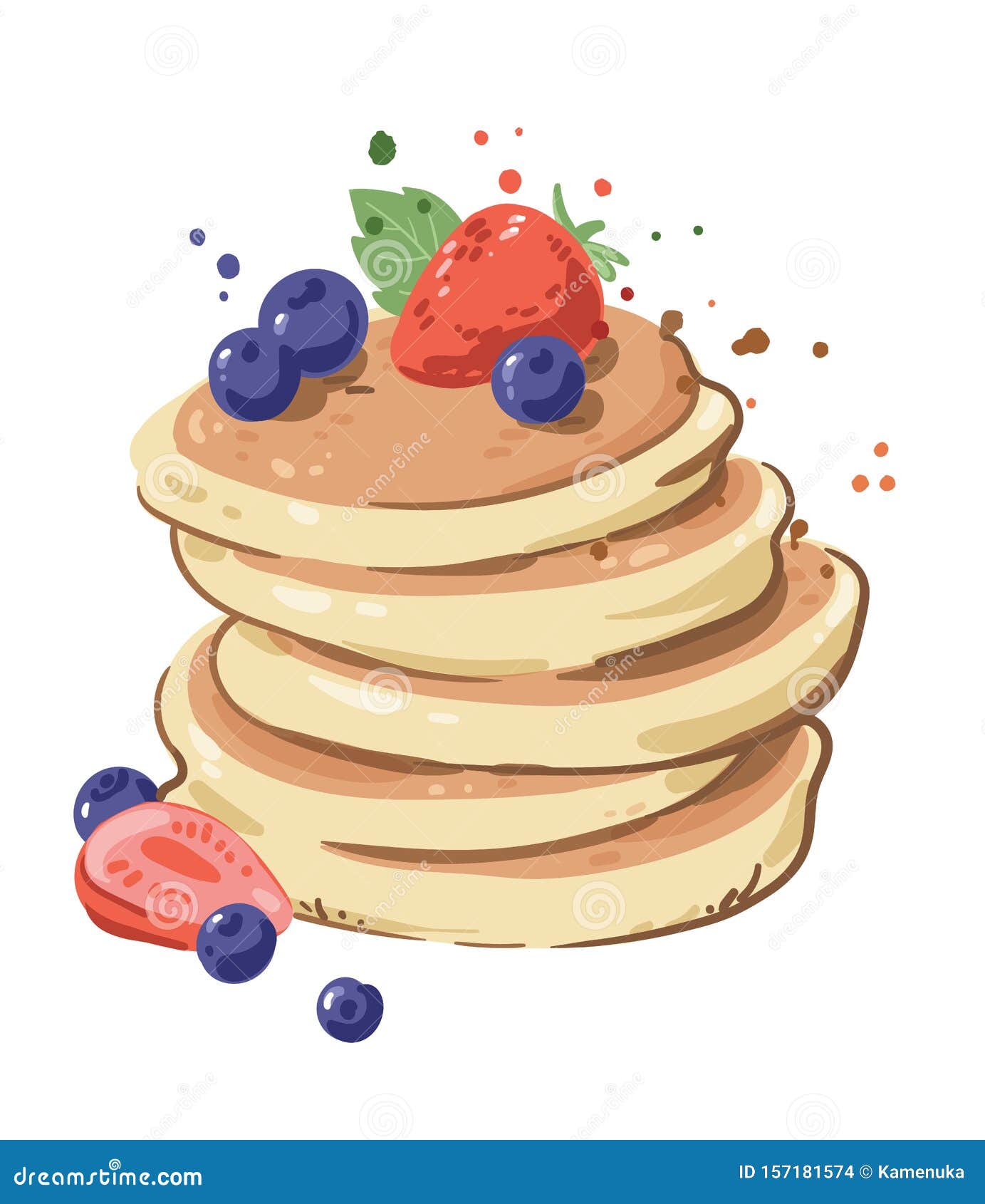 Delicious Pancakes On Plate With Maple Syrup And Ice Cream Topping ...