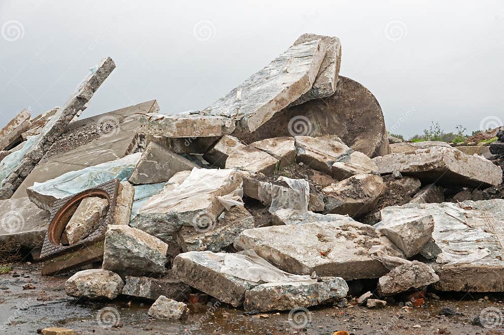 Pile of demolition waste stock photo. Image of trash - 295364090