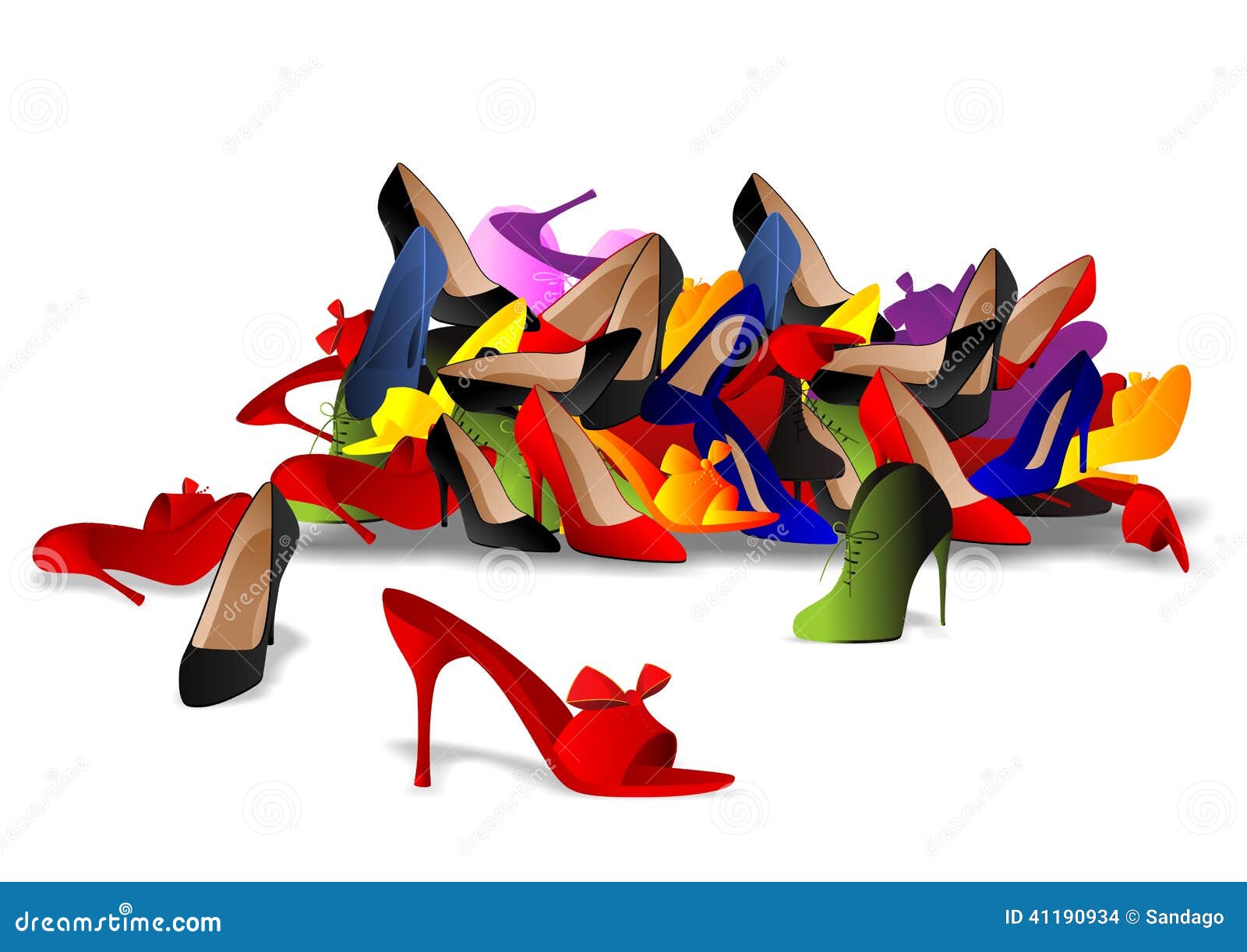 Pile des chaussures illustration de vecteur. Illustration du bleu ...