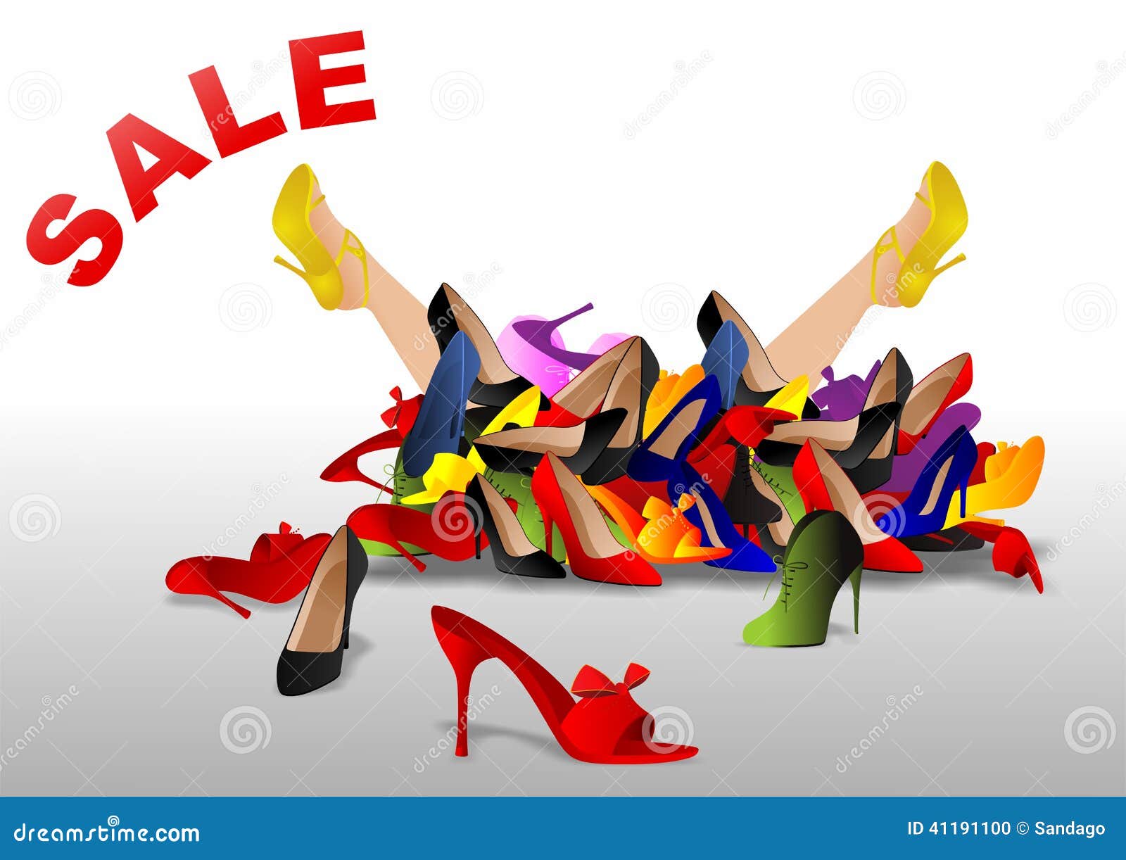 Pile des chaussures illustration de vecteur. Illustration du fille ...