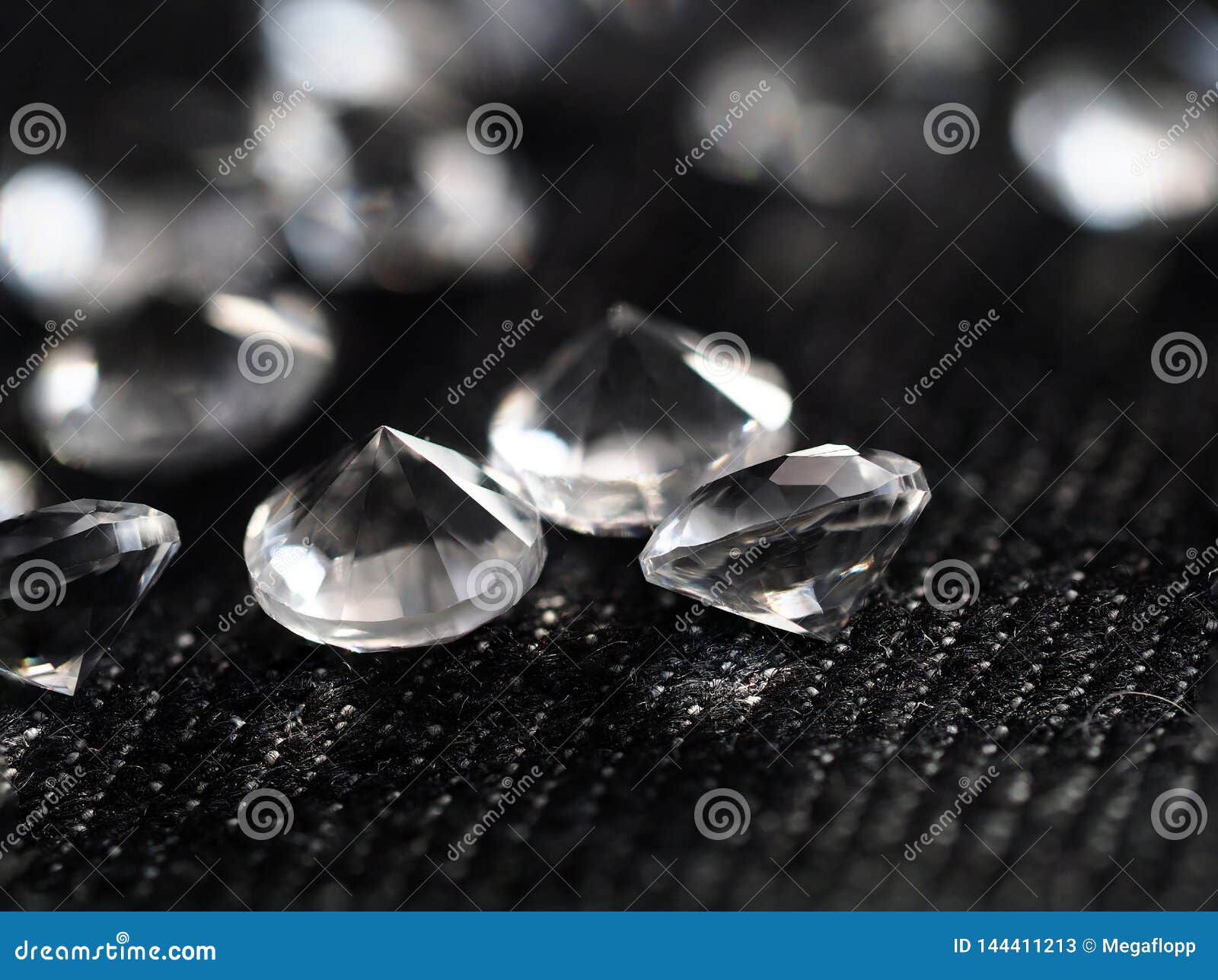 Pile of Diamonds Lying Down at Black Textile Stock Image - Image of ...