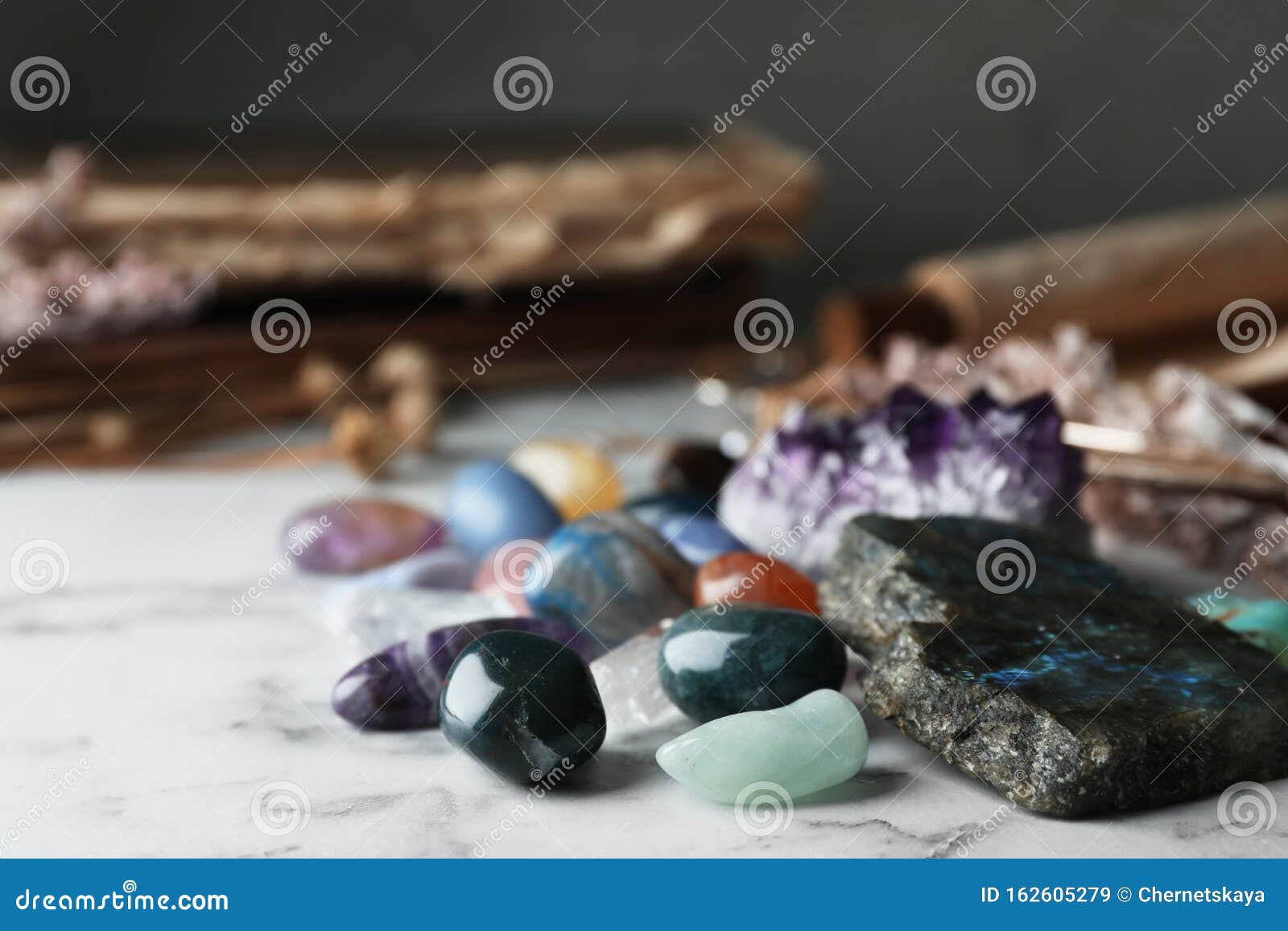 Pile of Different Beautiful Gemstones on Table Stock Image - Image of ...