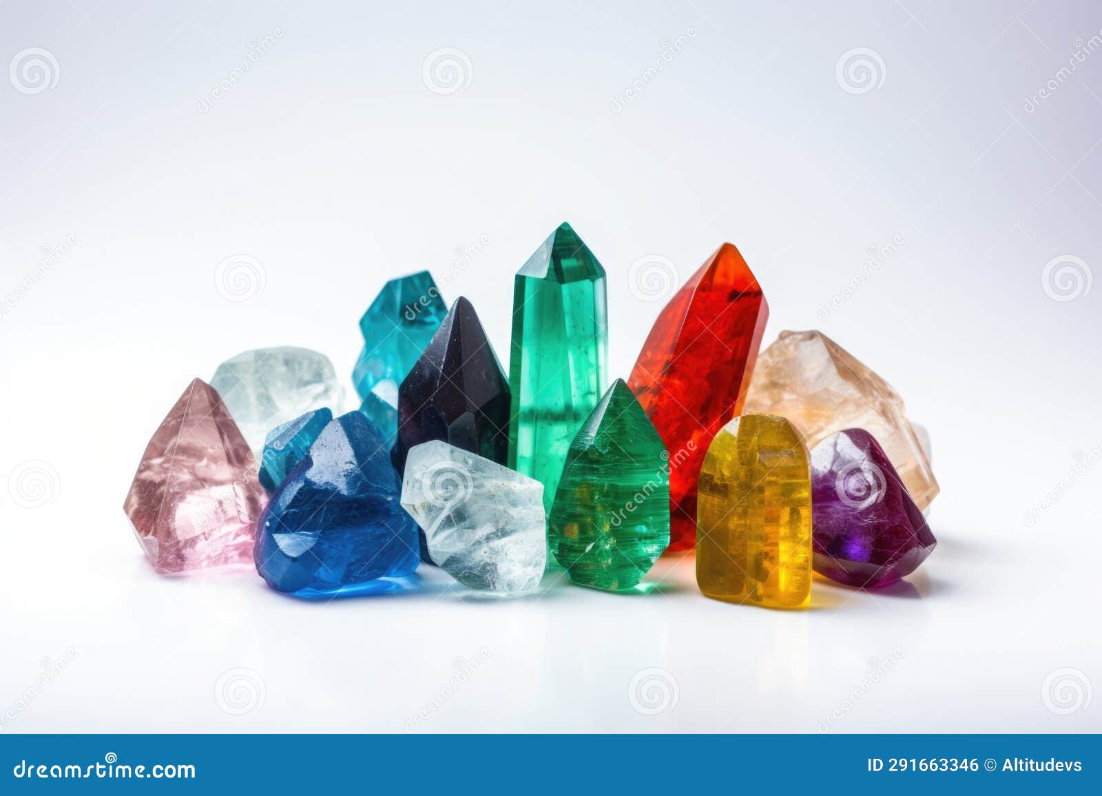 Pile of Different Crystals on a Plain Background Stock Photo - Image of ...