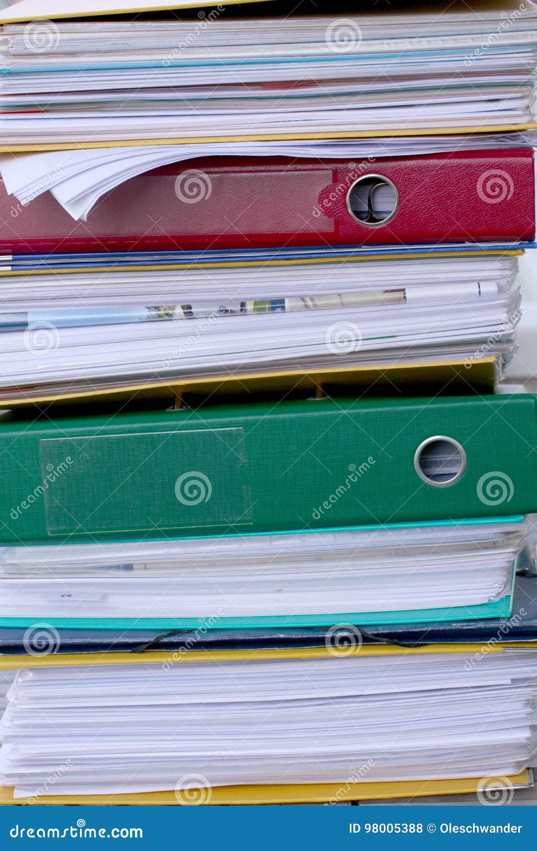 Pile Of Different File Folders Or Ring Binders Full With Office ...