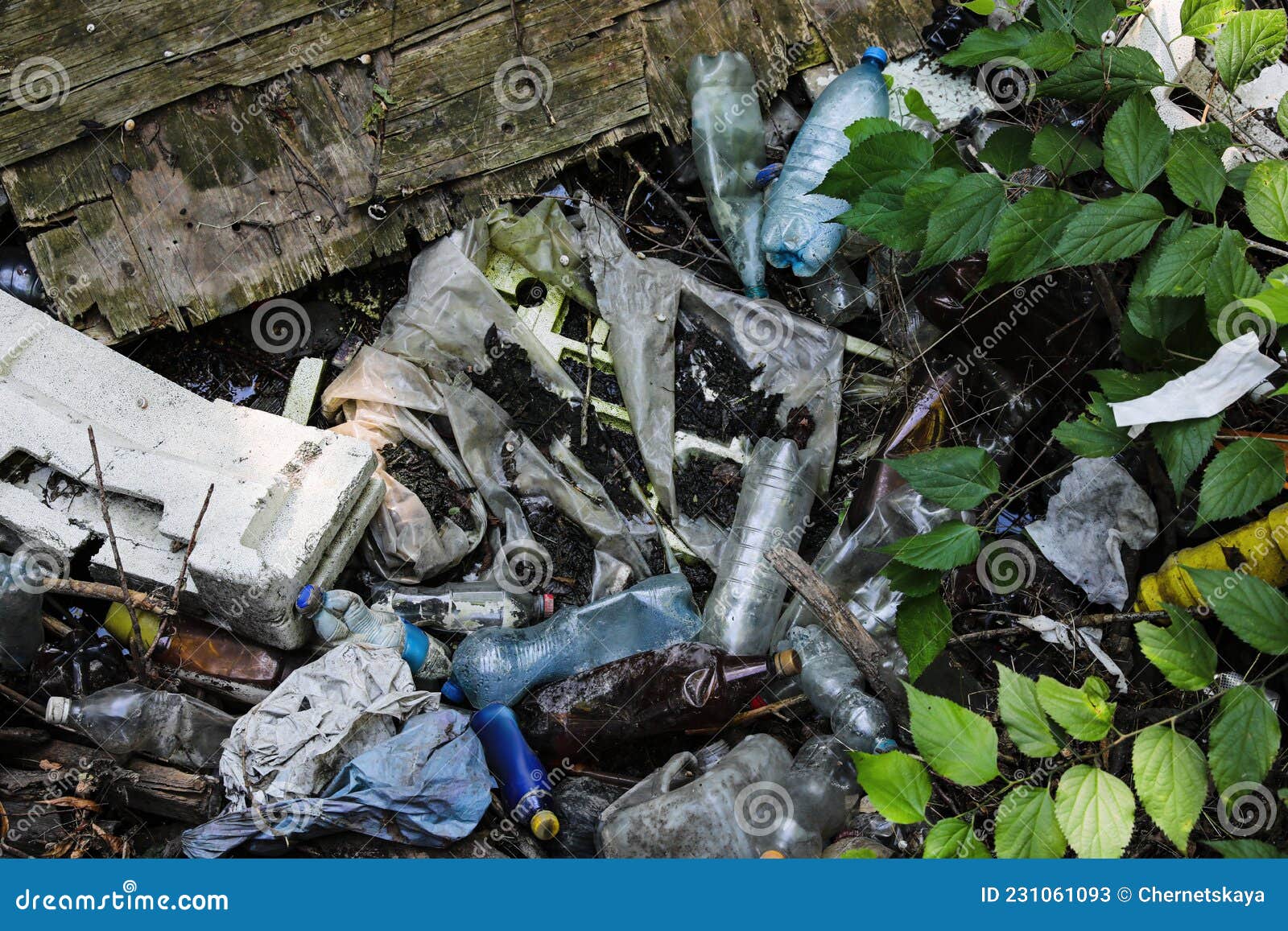 Pile of Different Garbage on Ground Outdoors, Above View Stock Image ...