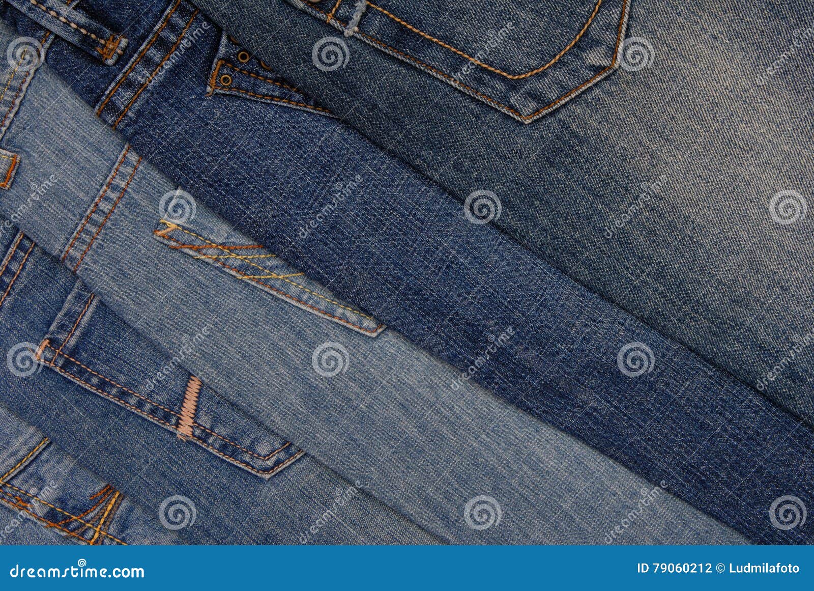 Pile of Different Jeans, Back Side Stock Photo - Image of cloth ...