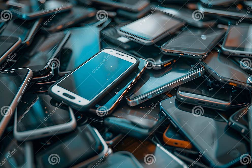 A Pile of Different Modern Smartphones Stock Illustration ...