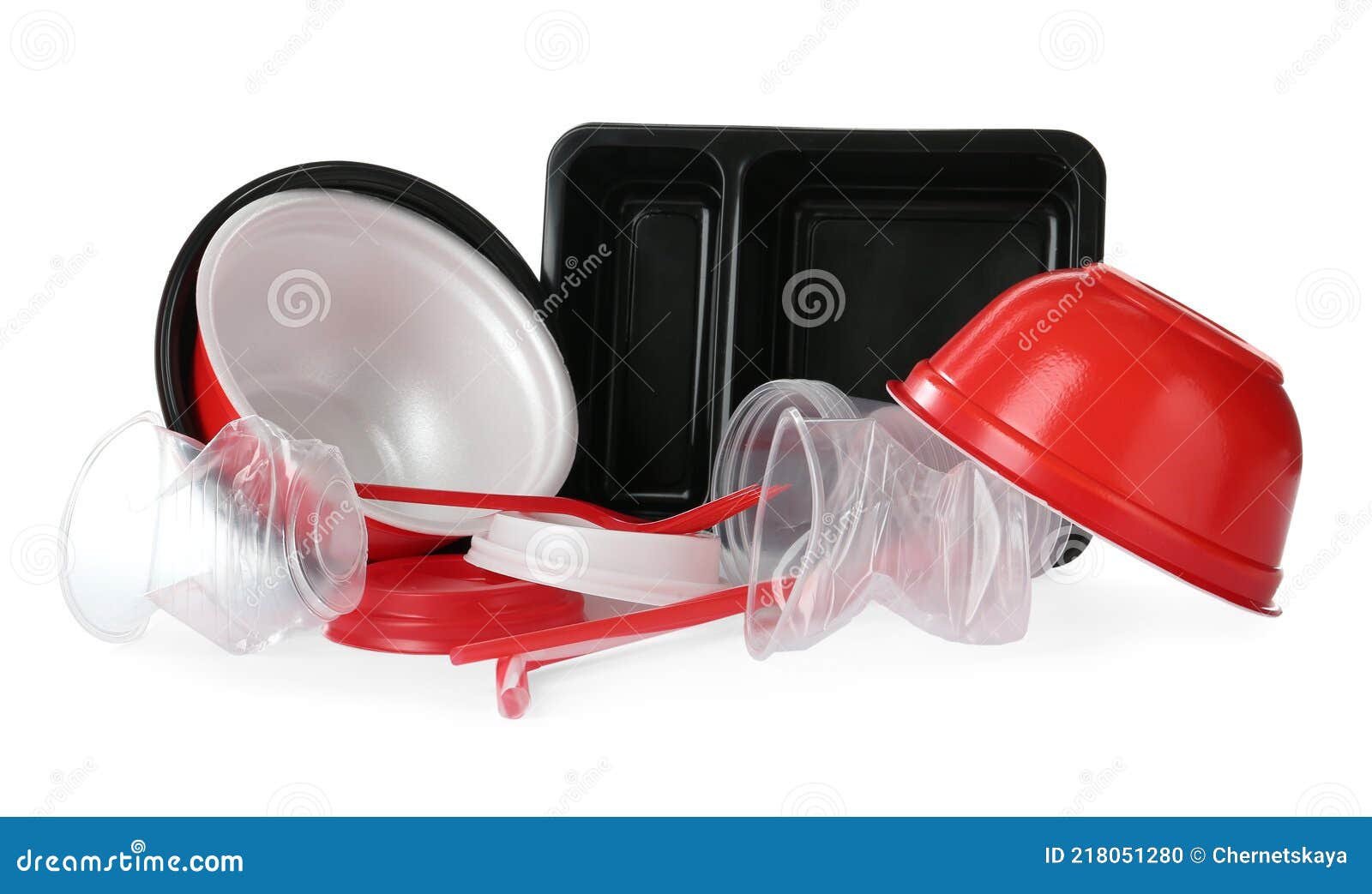 Pile of Different Plastic Items on White Background Stock Photo - Image ...