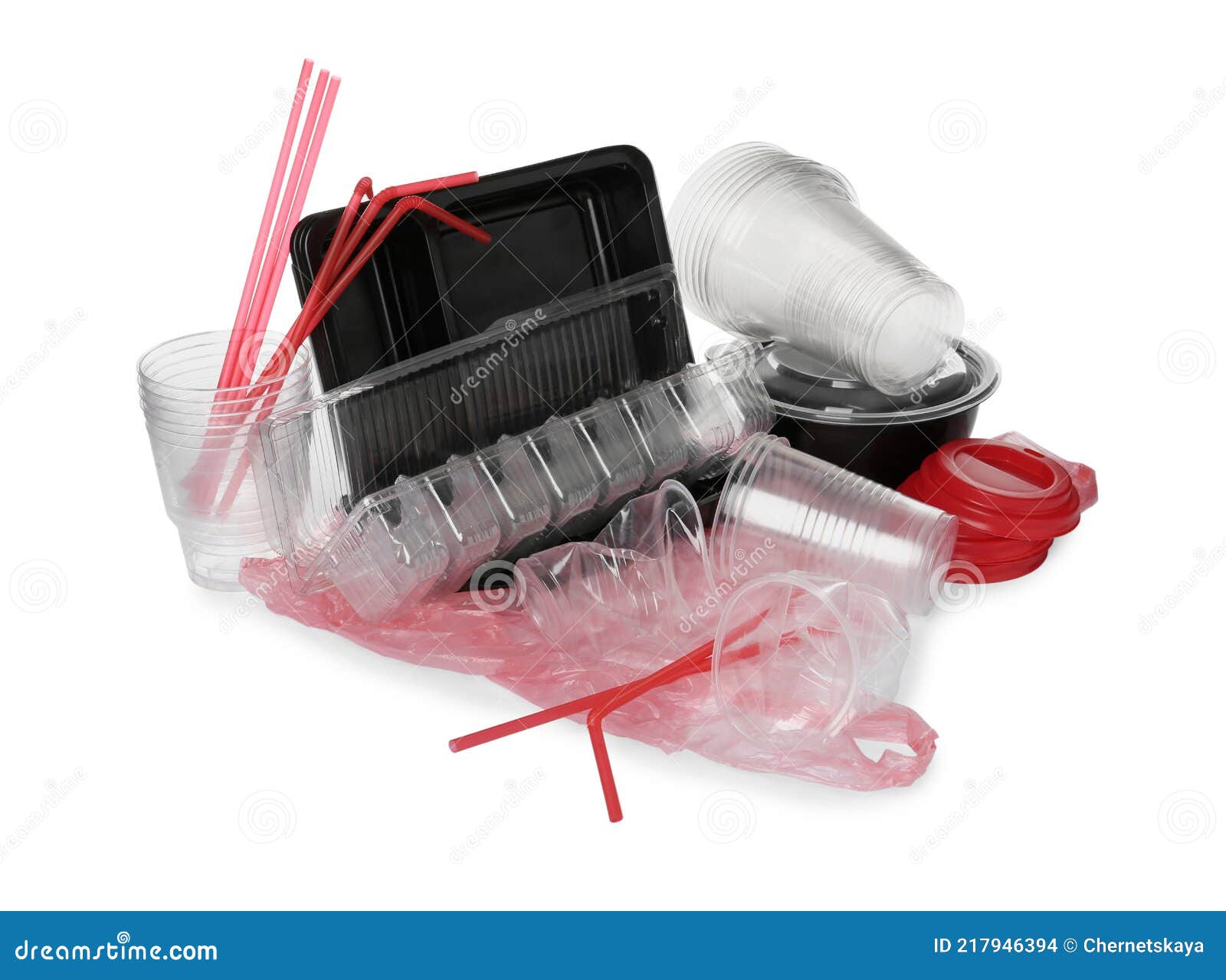 Pile of Different Plastic Items on White Background Stock Photo - Image ...