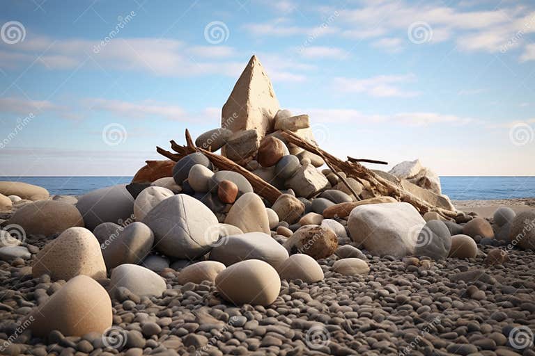 Pile of Different Shapes and Sized Rocks on a Beach Stock Image - Image ...