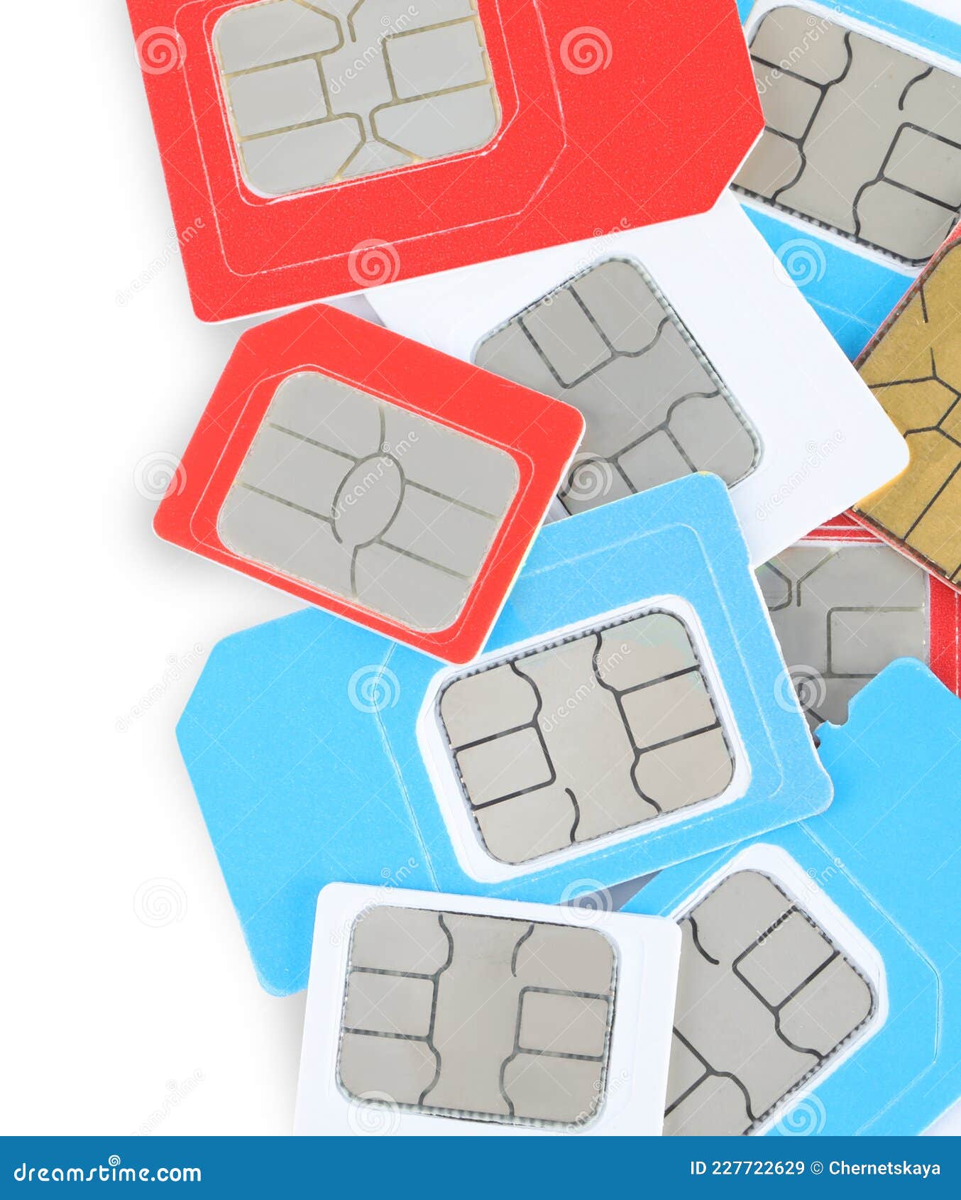 Pile of Different SIM Cards on White Background, Top View Stock Image ...