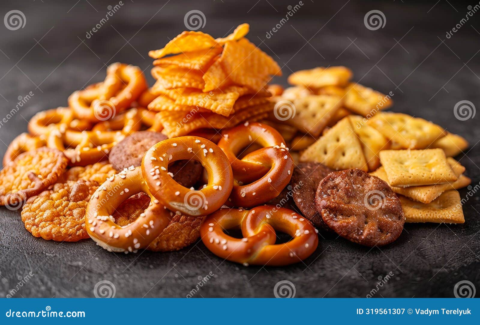 A Pile of Different Types of Snacks Including Chips, Crackers, and ...
