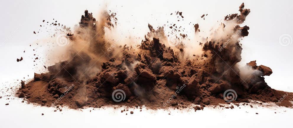 A Pile of Dirt is Exploding on a White Background Stock Photo - Image ...