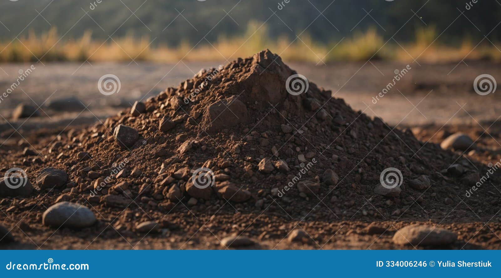 A Pile of Dirt with a Large Rock in the Middle. Stock Illustration ...