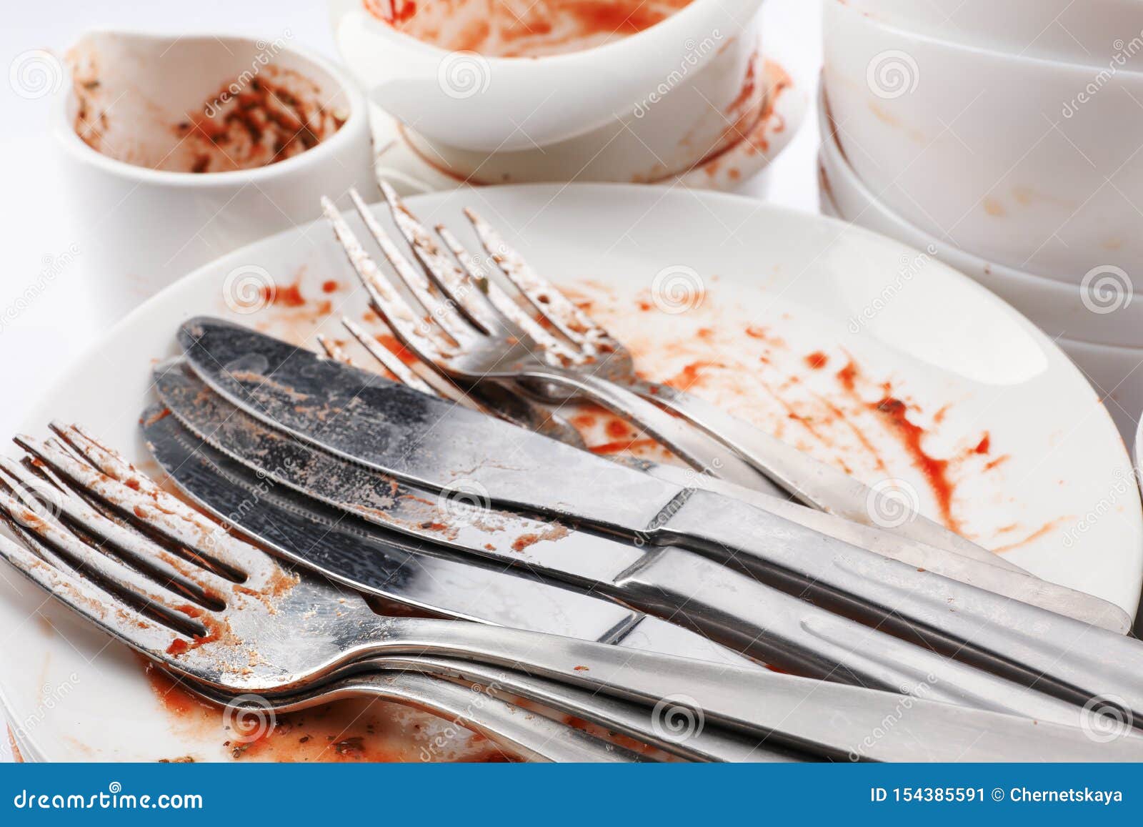 Pile of Dirty Dishes and Cutlery, Stock Image - Image of crockery ...