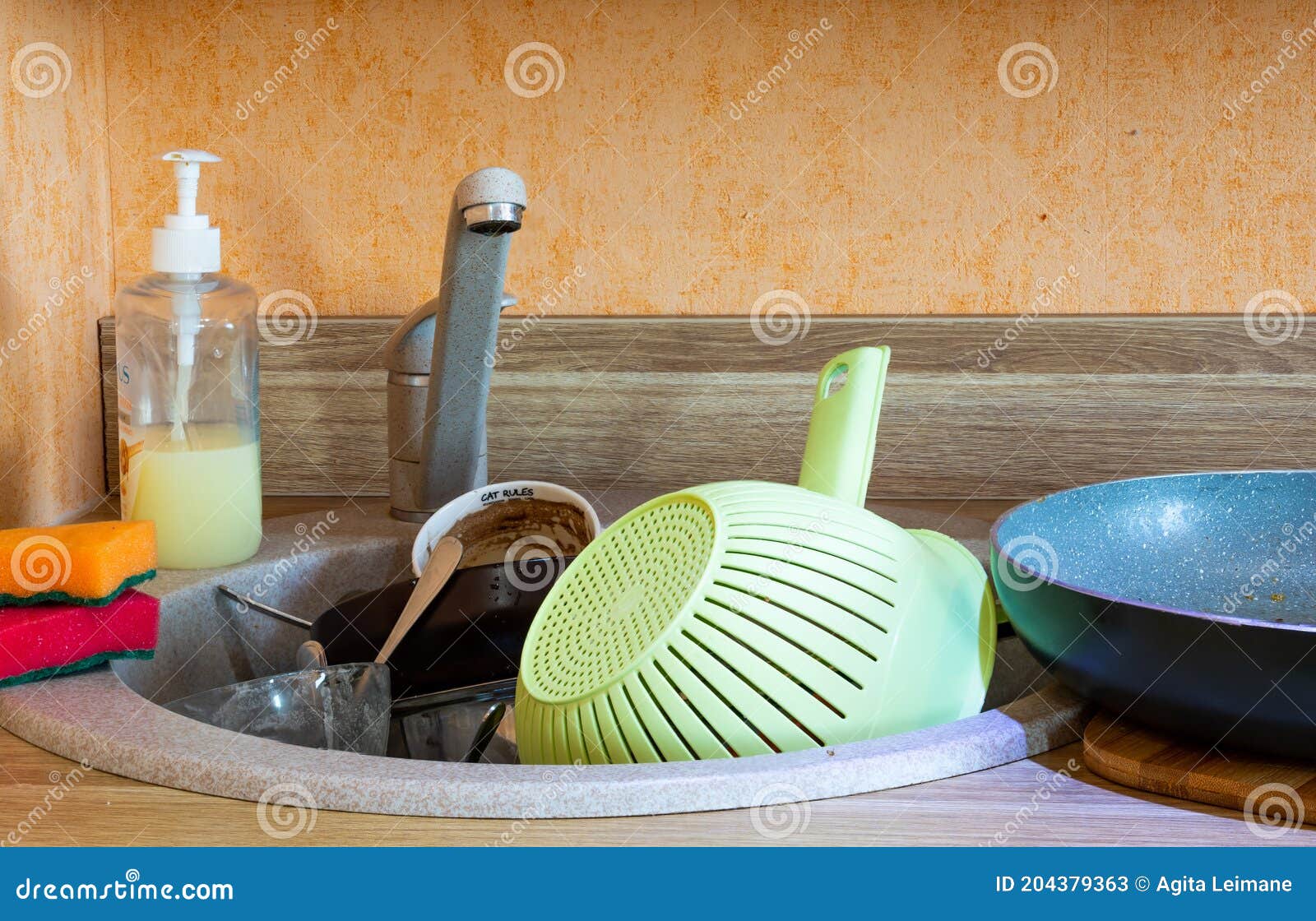 Pile of Dirty Kitchenware in the Sink . Stock Image - Image of food ...