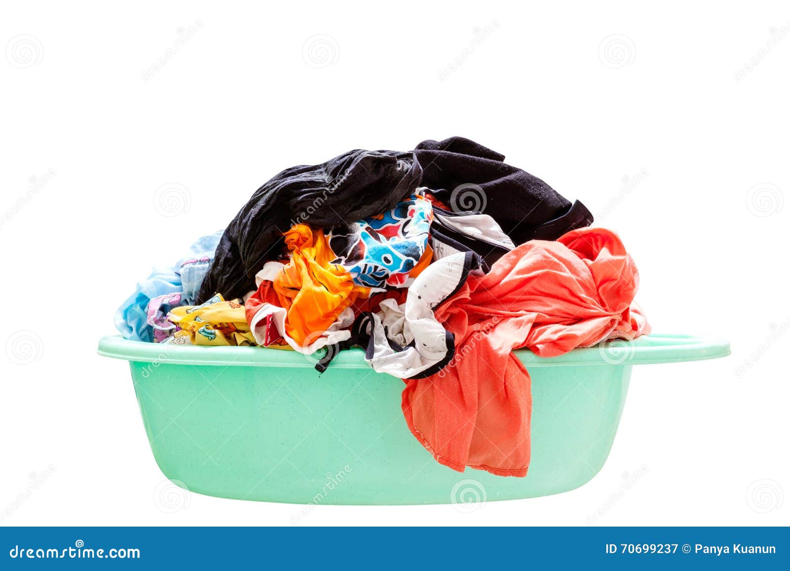 Pile of Dirty Laundry in a Washing Basket on White Background. Stock ...