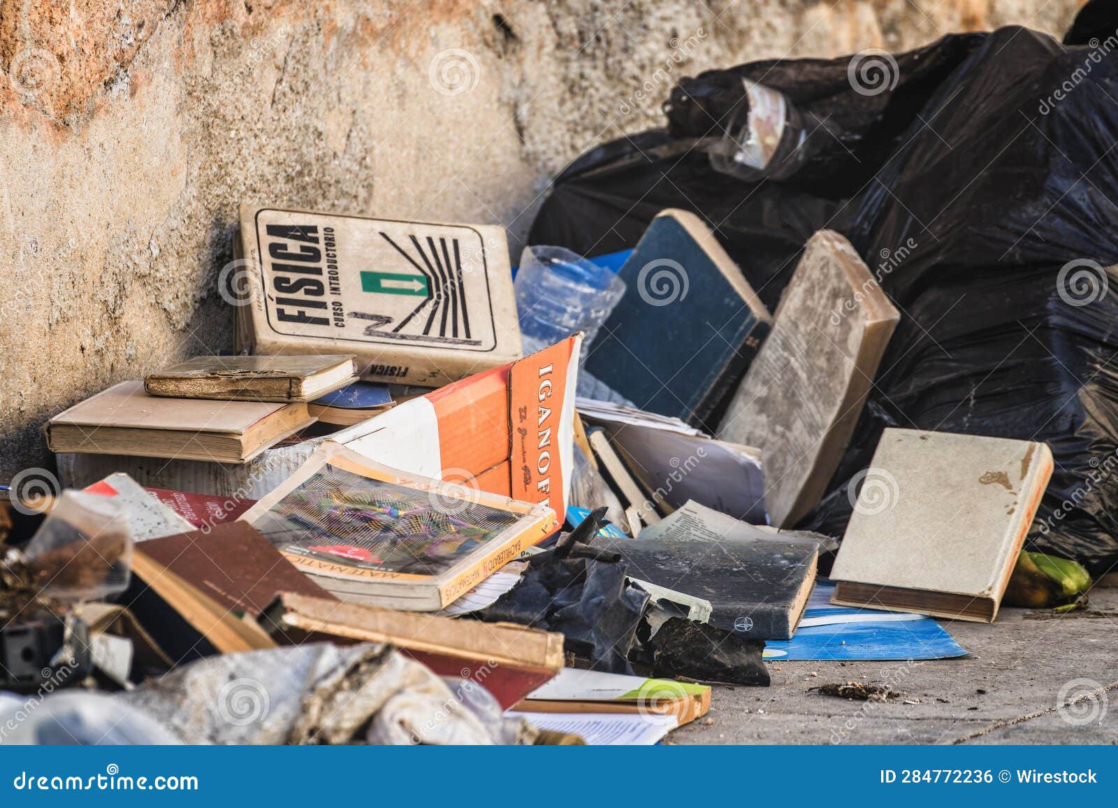 Pile of Discarded Books in a Garbage Can Editorial Photo - Image of ...