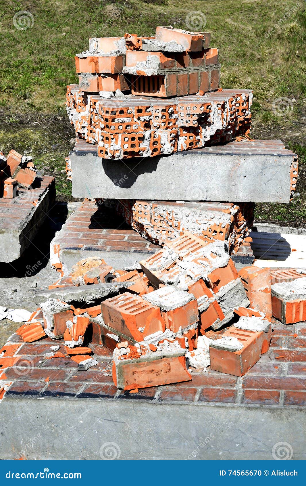 Pile of Discarded Bricks from Construction Site Stock Photo - Image of ...