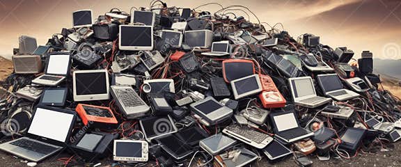 Pile of Discarded Electronic Devices Symbolizing E-waste Problem Stock ...