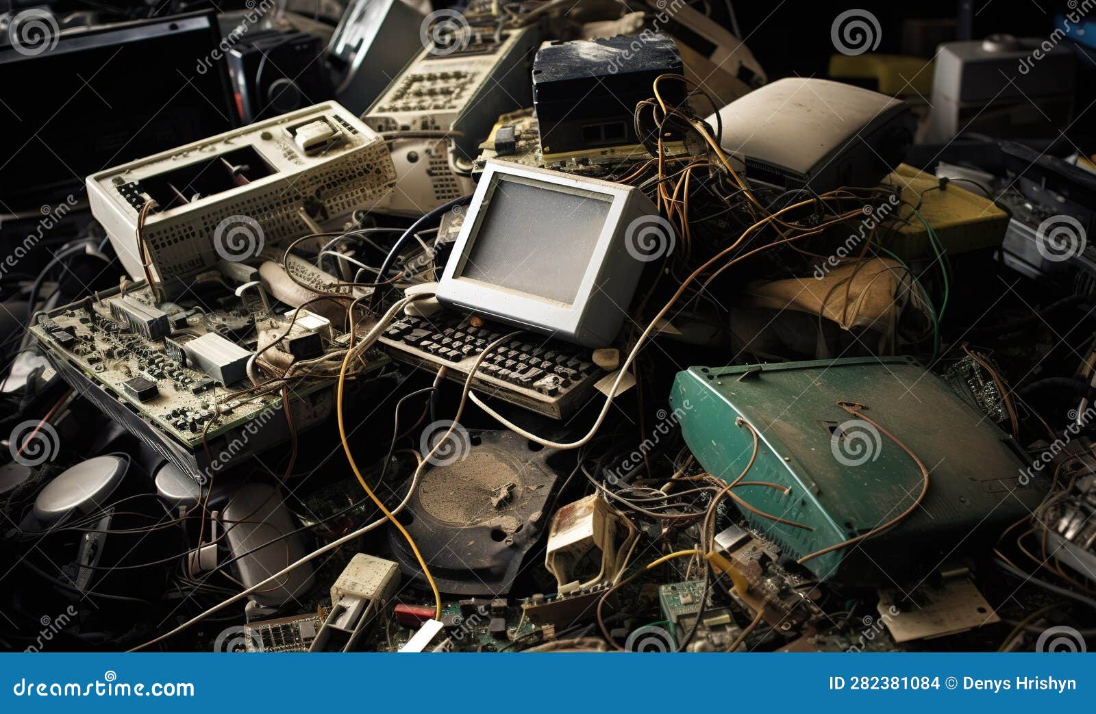 Pile of Discarded Electronics Awaiting Recycling Stock Illustration ...