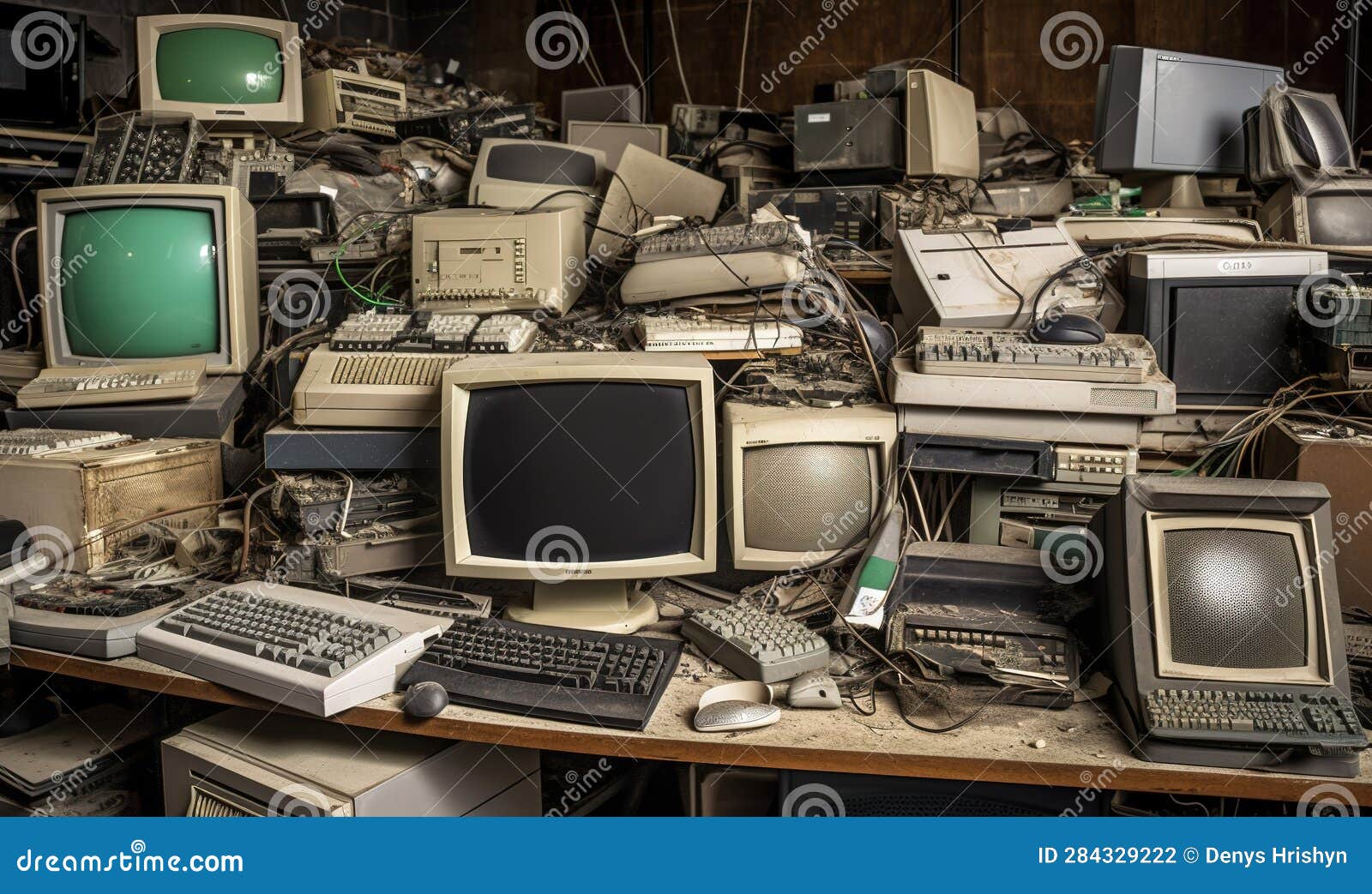 Pile of Discarded Electronics Awaiting Recycling Stock Illustration ...