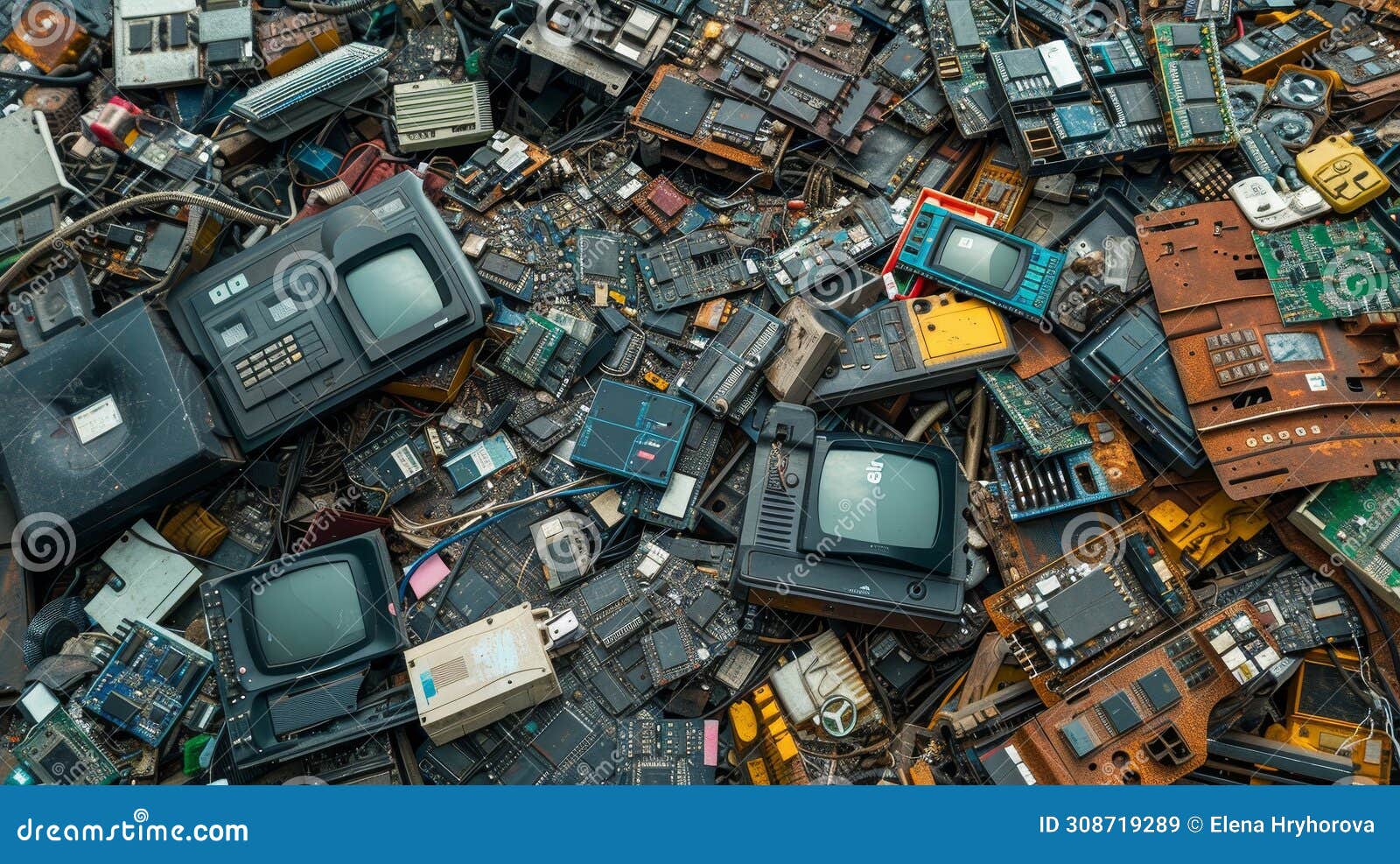 Pile of Discarded Electronics and Computer Parts, E-waste ...