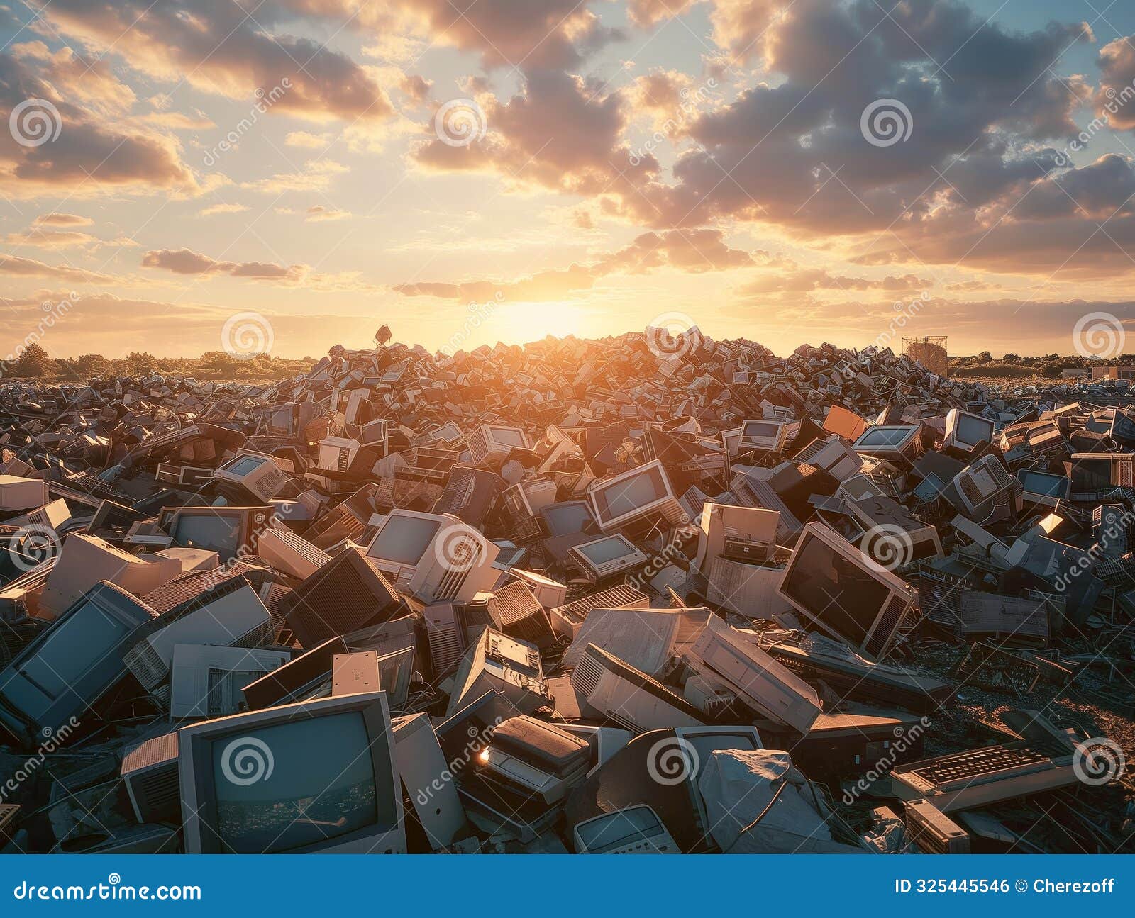 Pile of Discarded Electronics at Sunset Stock Photo - Image of hardware ...