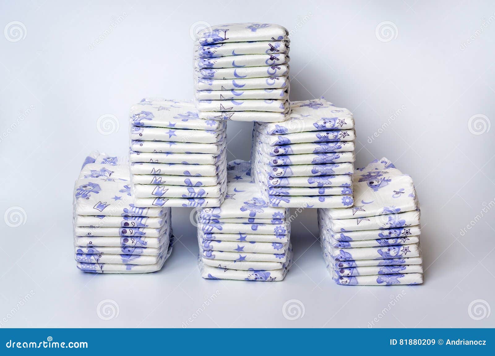 Pile Of 9 Diapers On White Background Stock Photography | CartoonDealer ...