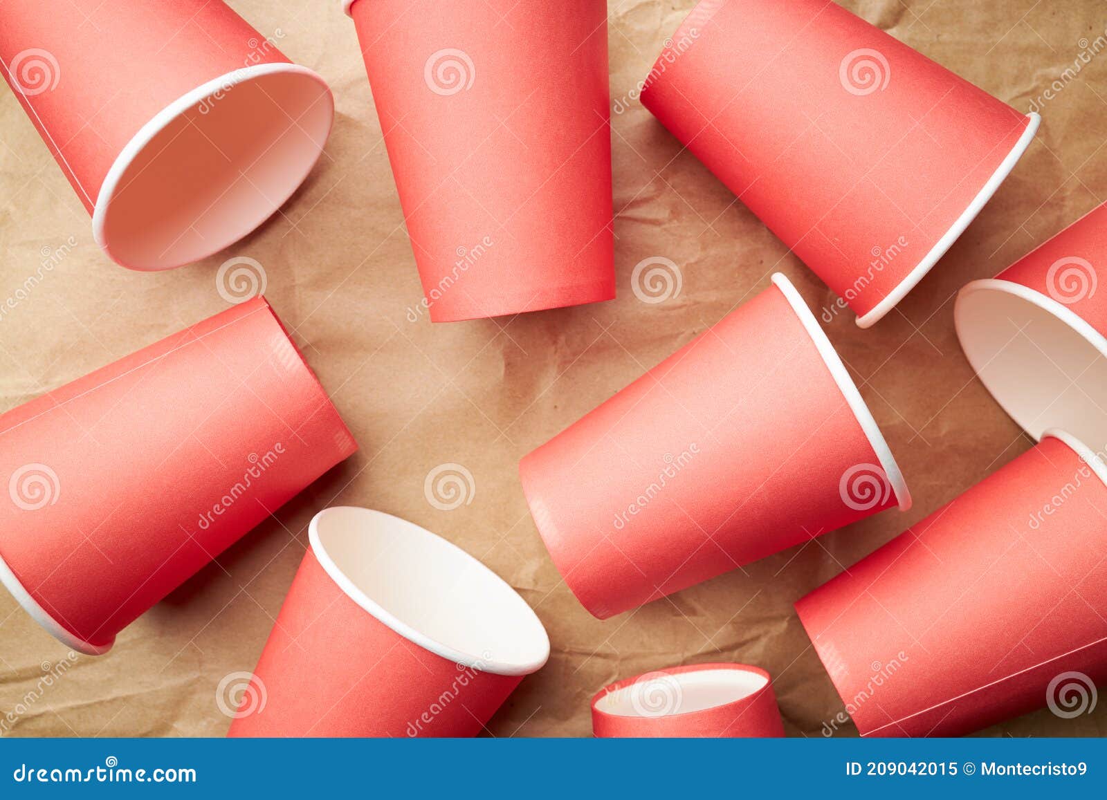 Pile of Disposable Red Paper Cups on Paper Background. Eco Friendly ...