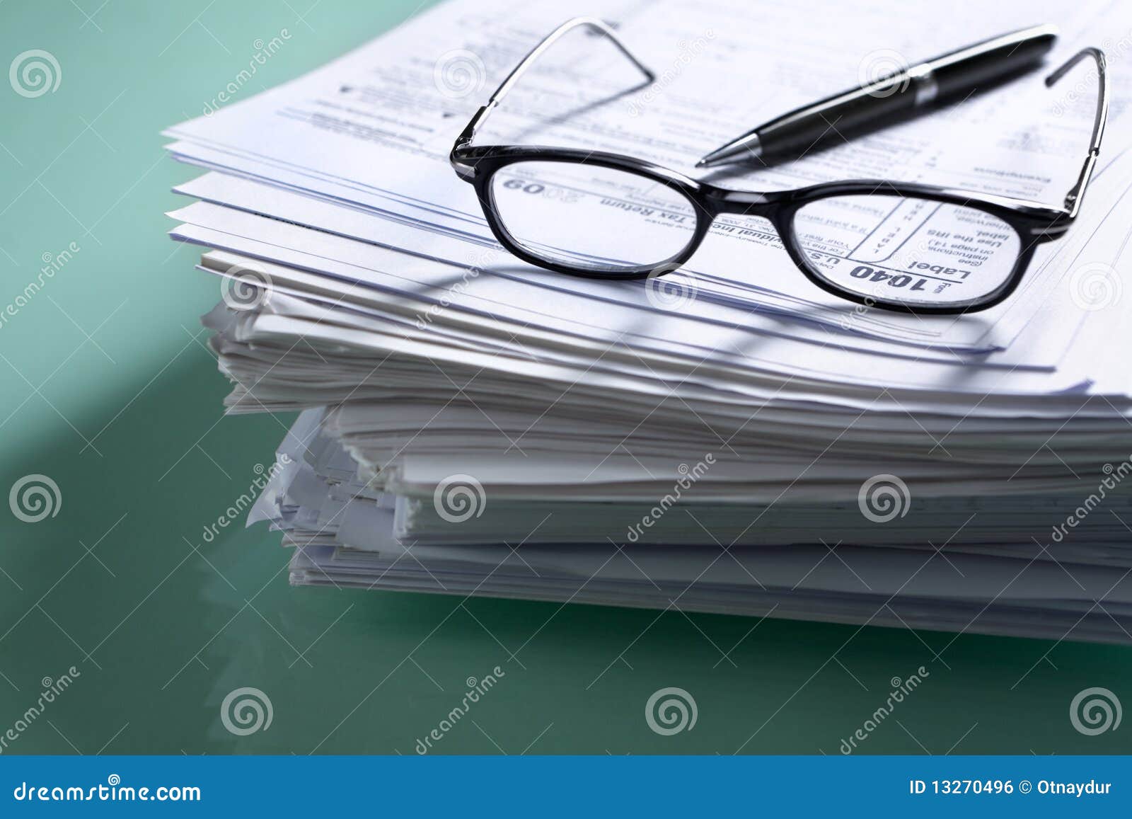 Pile of Document with Tax Form on Top Stock Photo - Image of paper ...