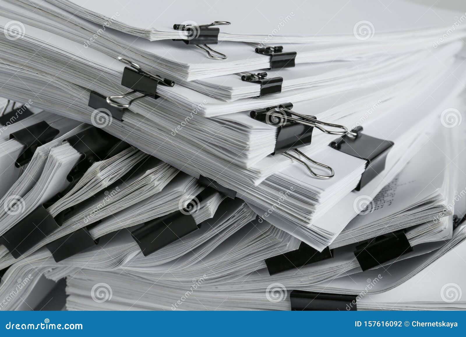 Pile of Documents with Binder Clips, Stock Photo - Image of closeup ...